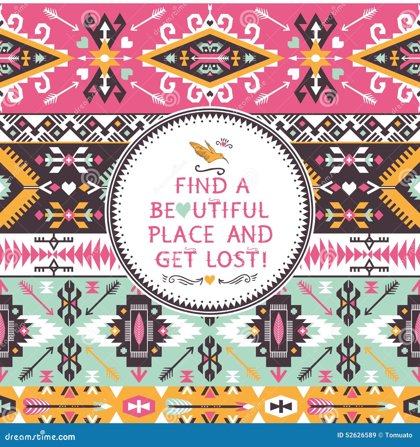 Vector Seamless Colorful Tribal Pattern Stock Vector - Illustration of ...