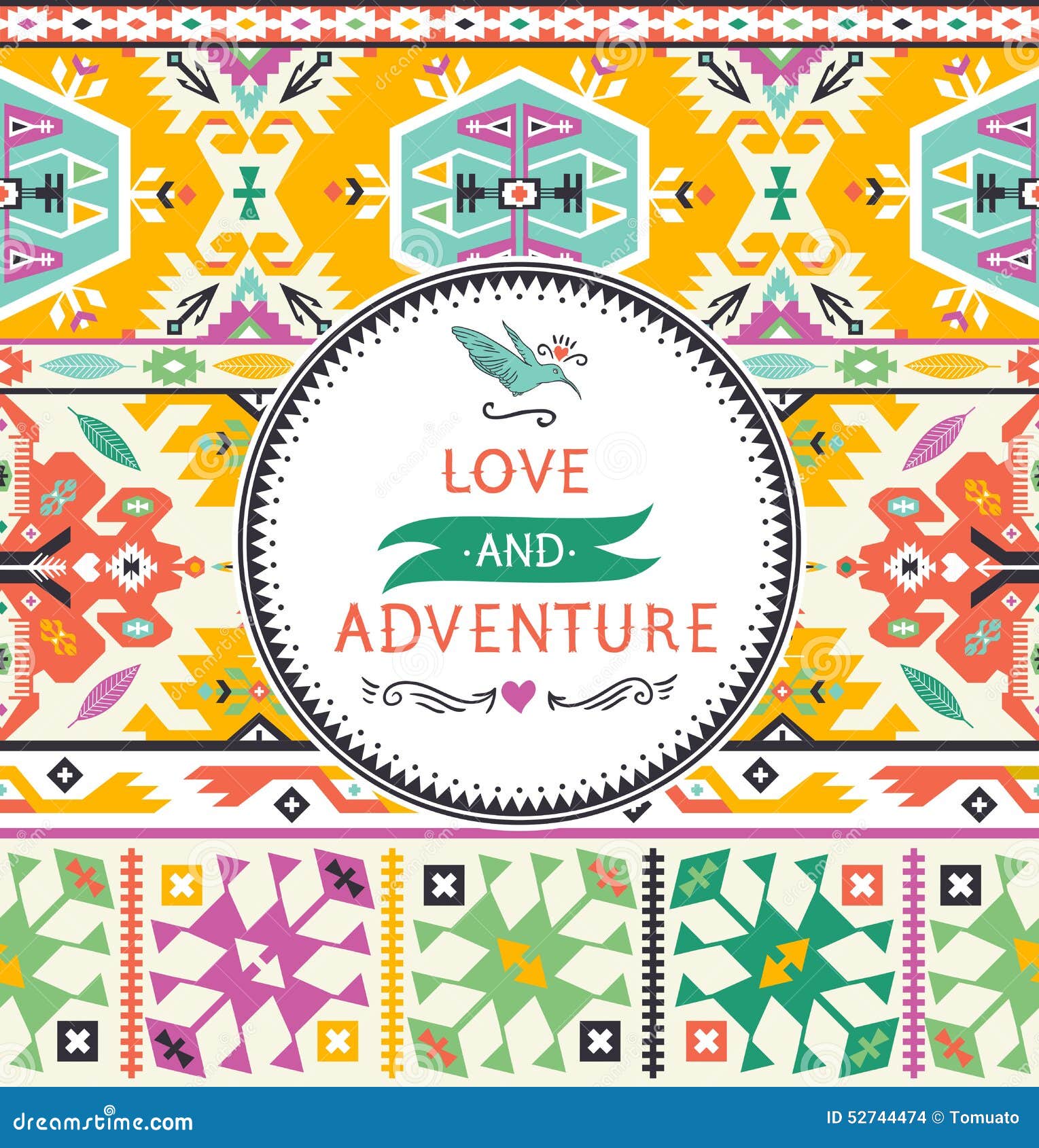 Vector Seamless Colorful Tribal Pattern Stock Vector - Illustration of ...