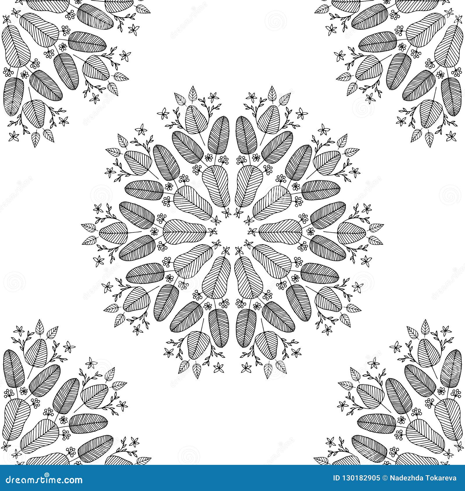 Vector Seamless Colorless Floral Pattern Stock Vector - Illustration of ...