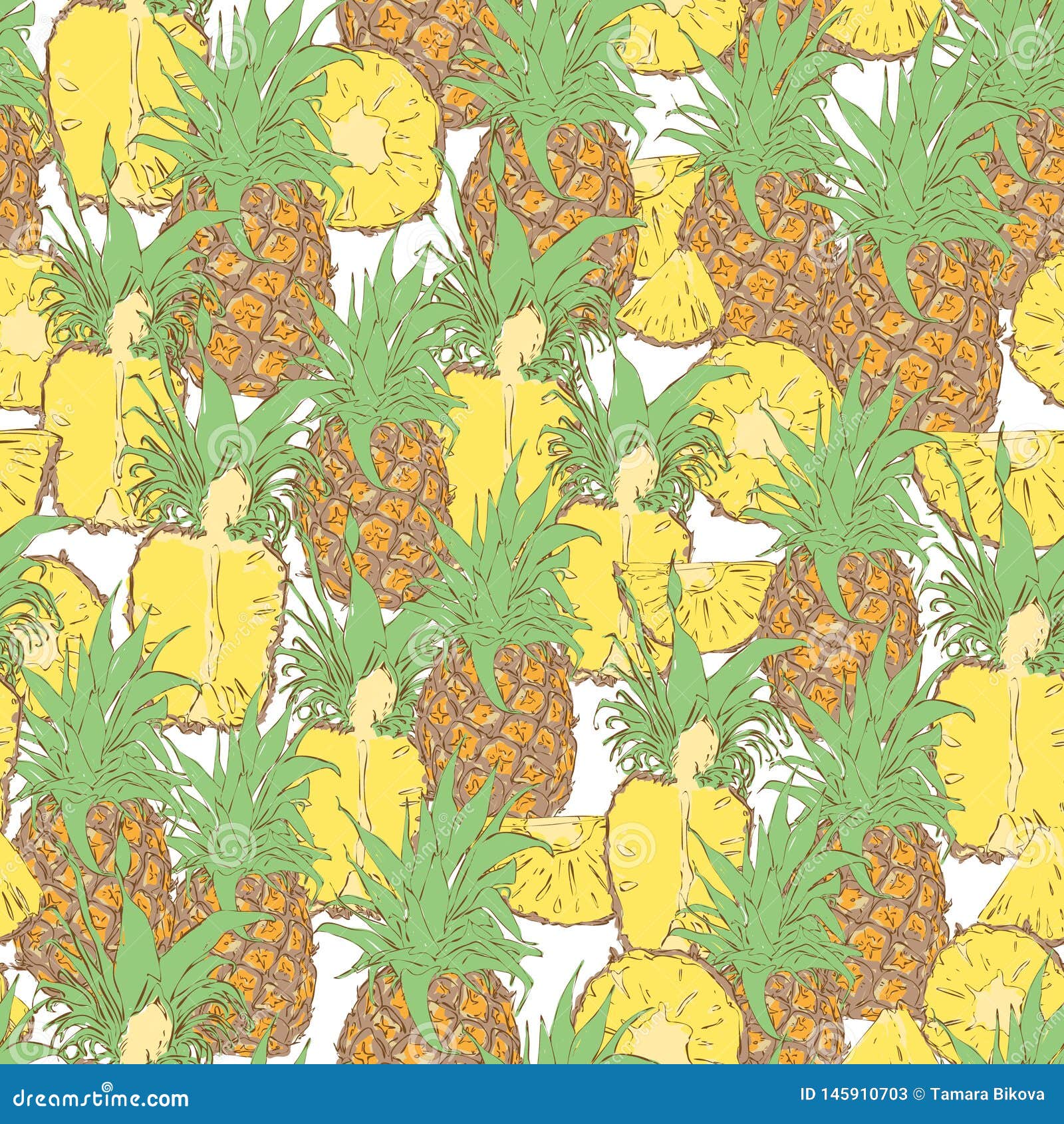 Pineapple seamless pattern stock illustration. Illustration of food ...
