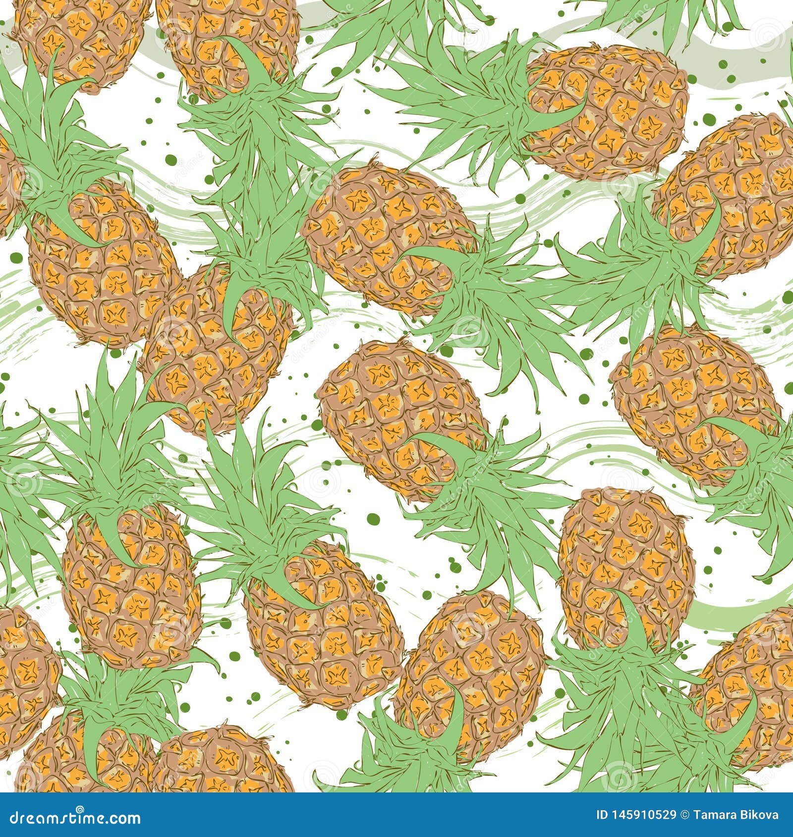 Pineapple seamless pattern stock illustration. Illustration of juicy ...