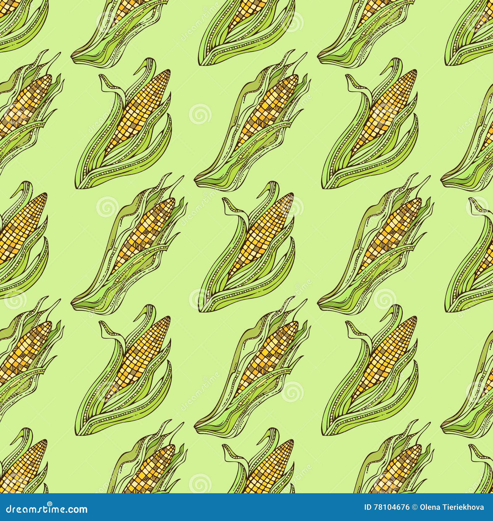 Vector Seamless Corn Pattern. Stock Vector - Illustration of doodles ...
