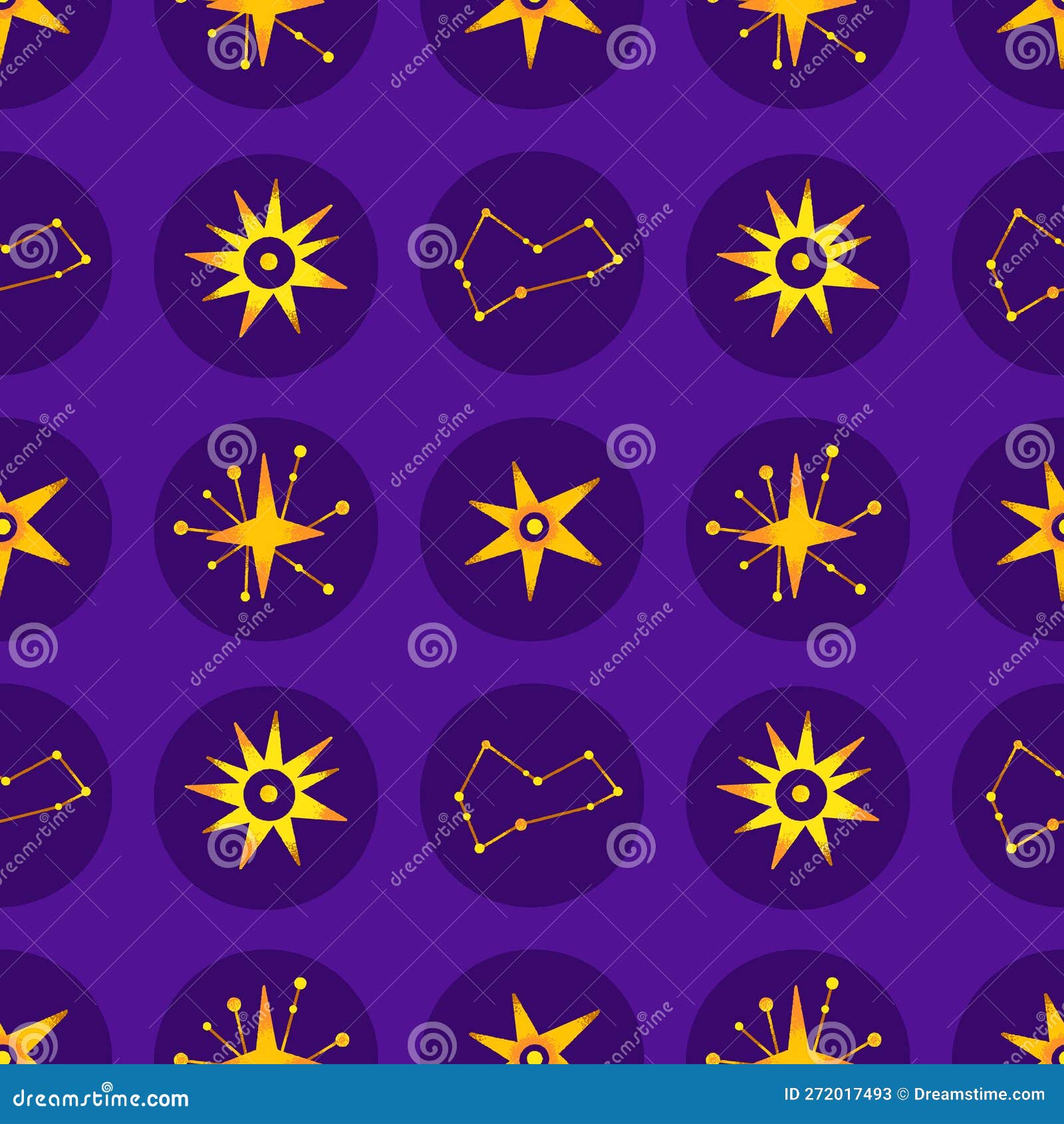 Vector Seamless Cosmic Pattern of Constellations and Stars in Circles ...