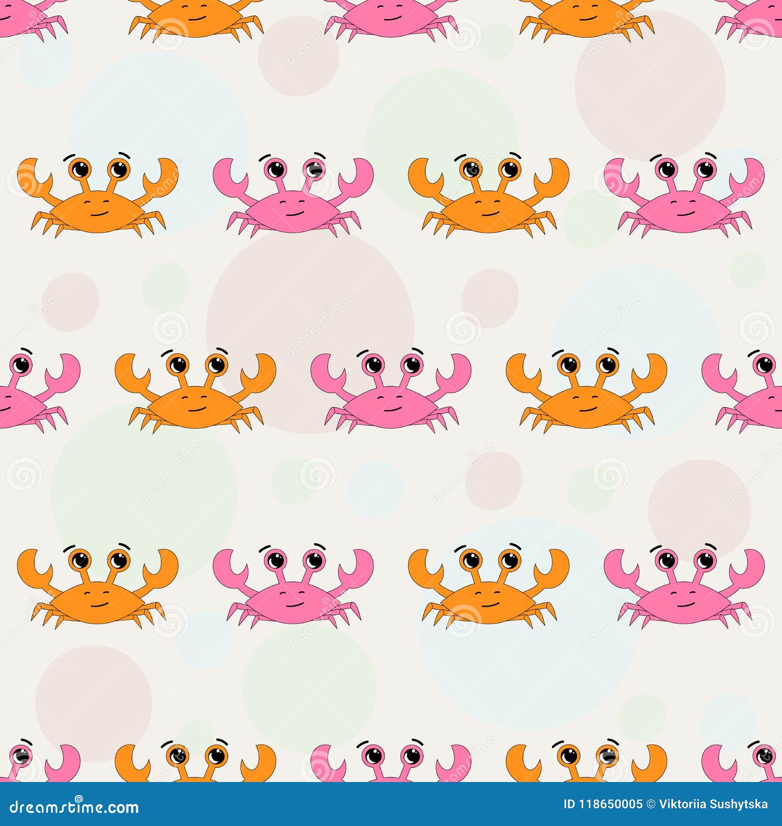 Vector Seamless Crab Pattern Illustration. Stock Vector - Illustration ...