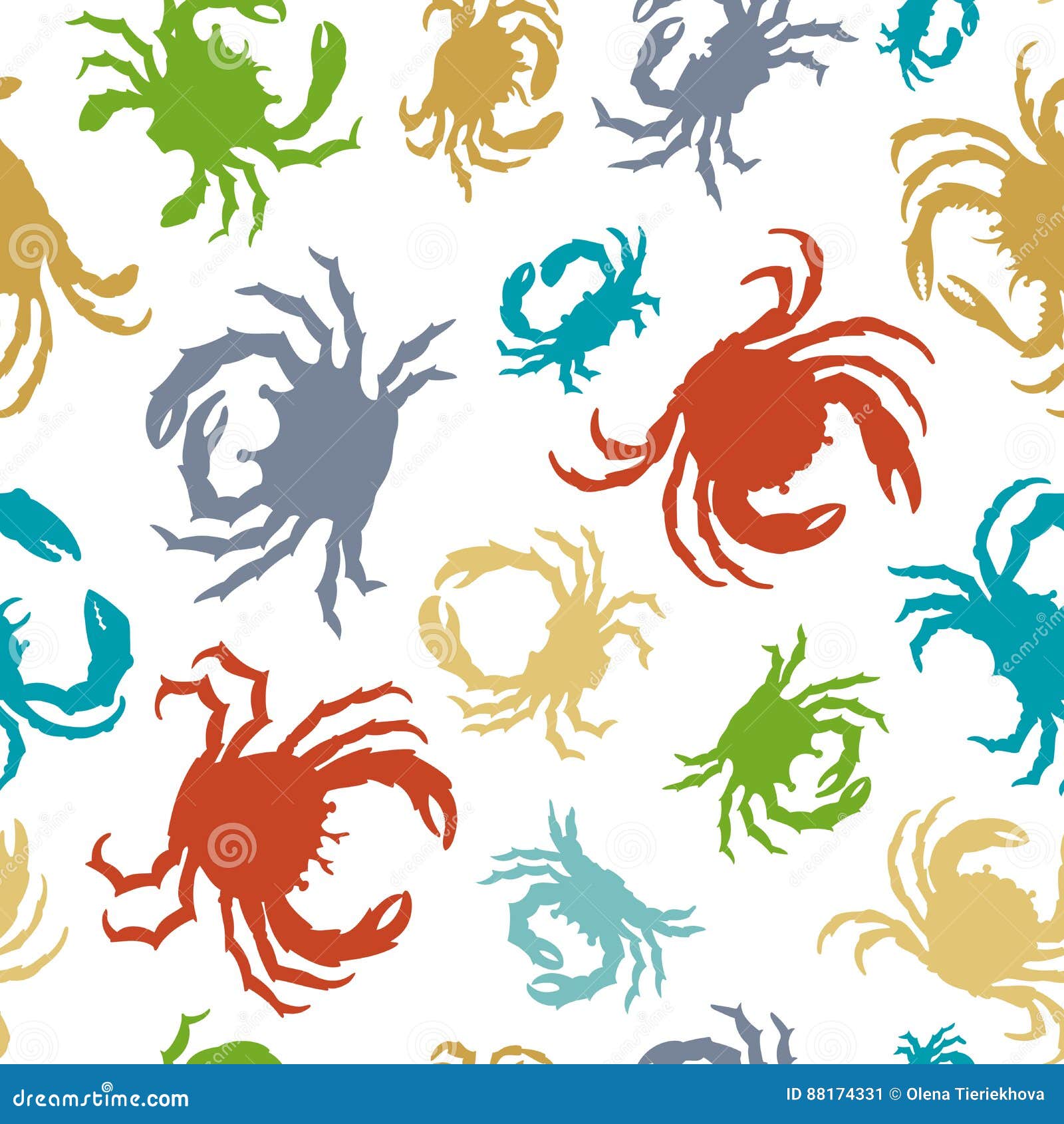 Vector Seamless Crabs Pattern. Stock Vector - Illustration of fauna ...