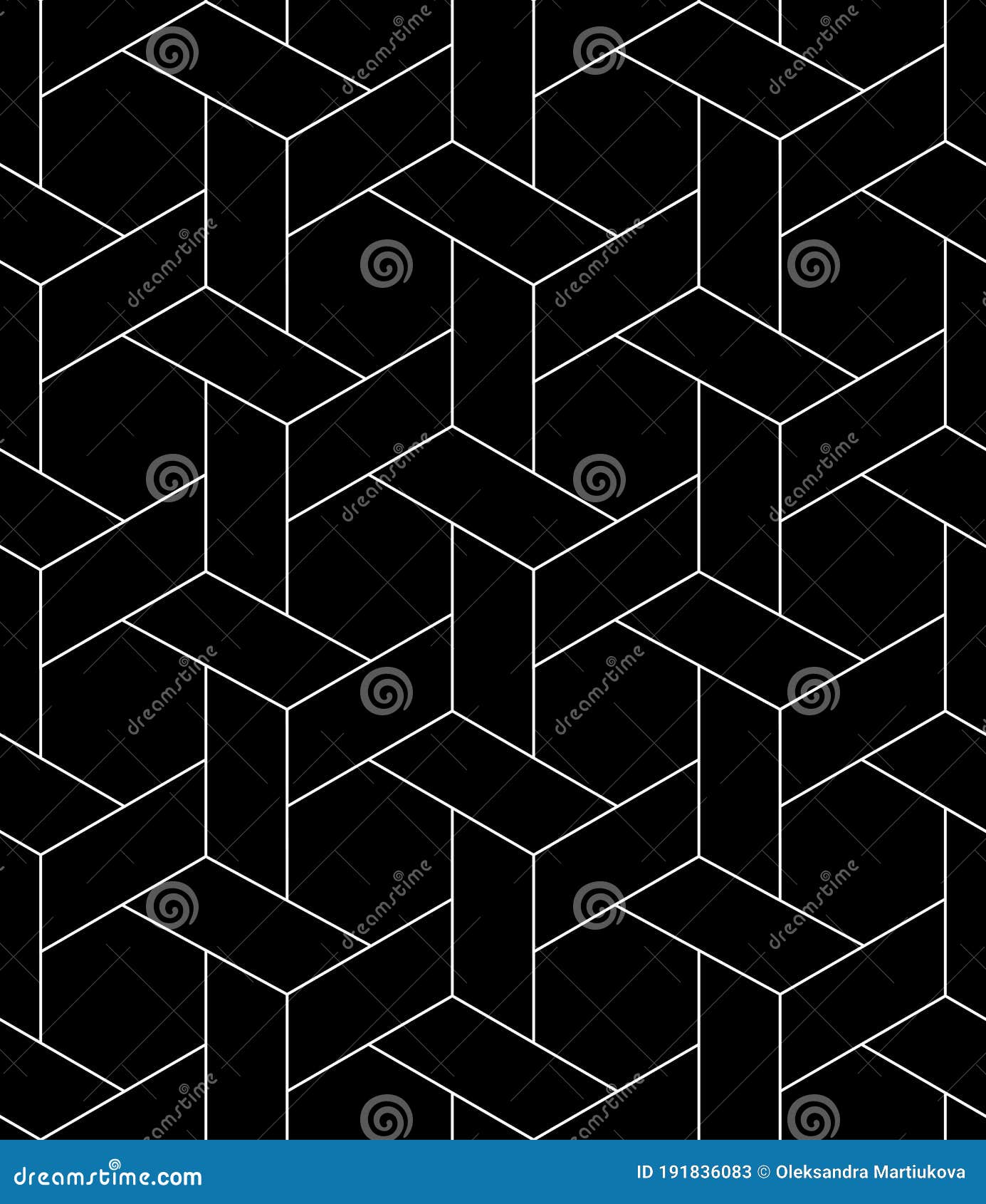 Vector Seamless Cubic Hexagon Pattern. Modern Stylish Thin Linear ...