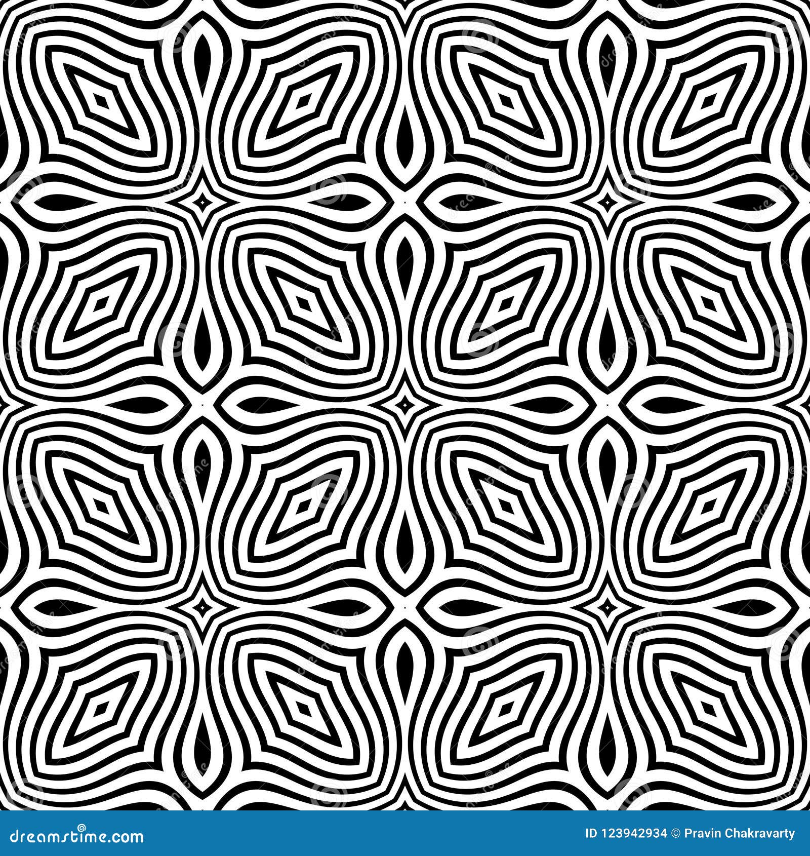 Vector Seamless Curve Pattern Black and White. Abstract Background ...