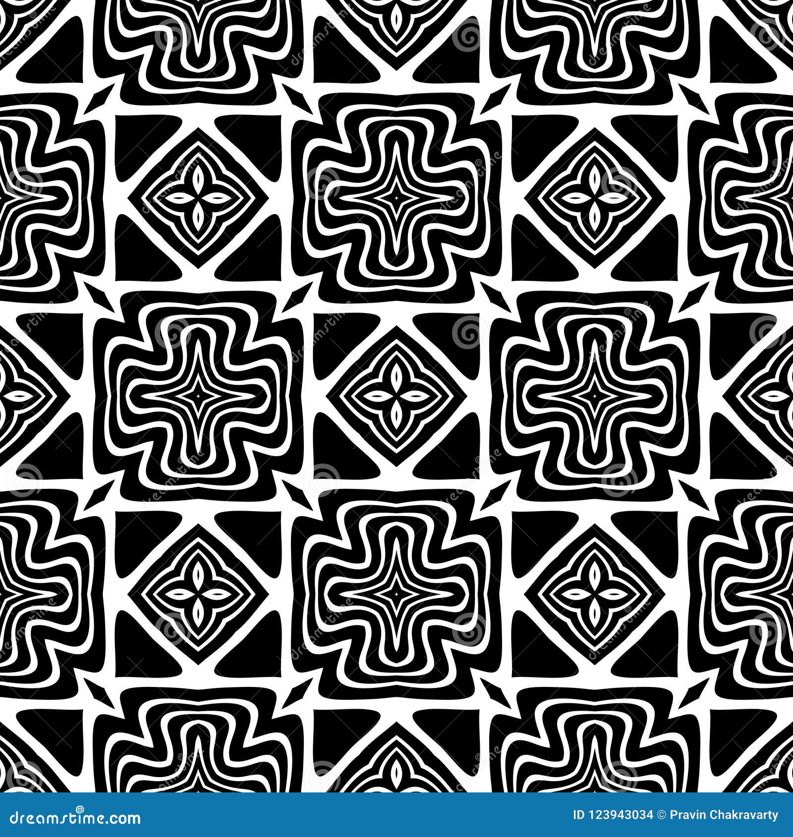 Vector Seamless Curve Pattern Black and White. Abstract Background ...