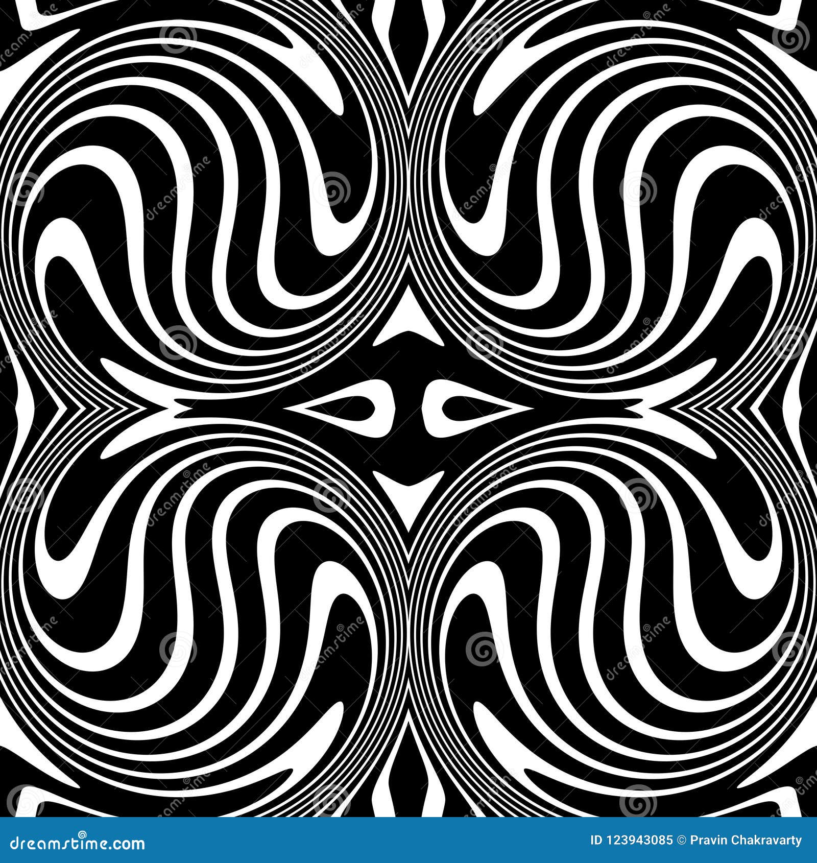 Vector Seamless Curve Pattern Black and White. Abstract Background ...