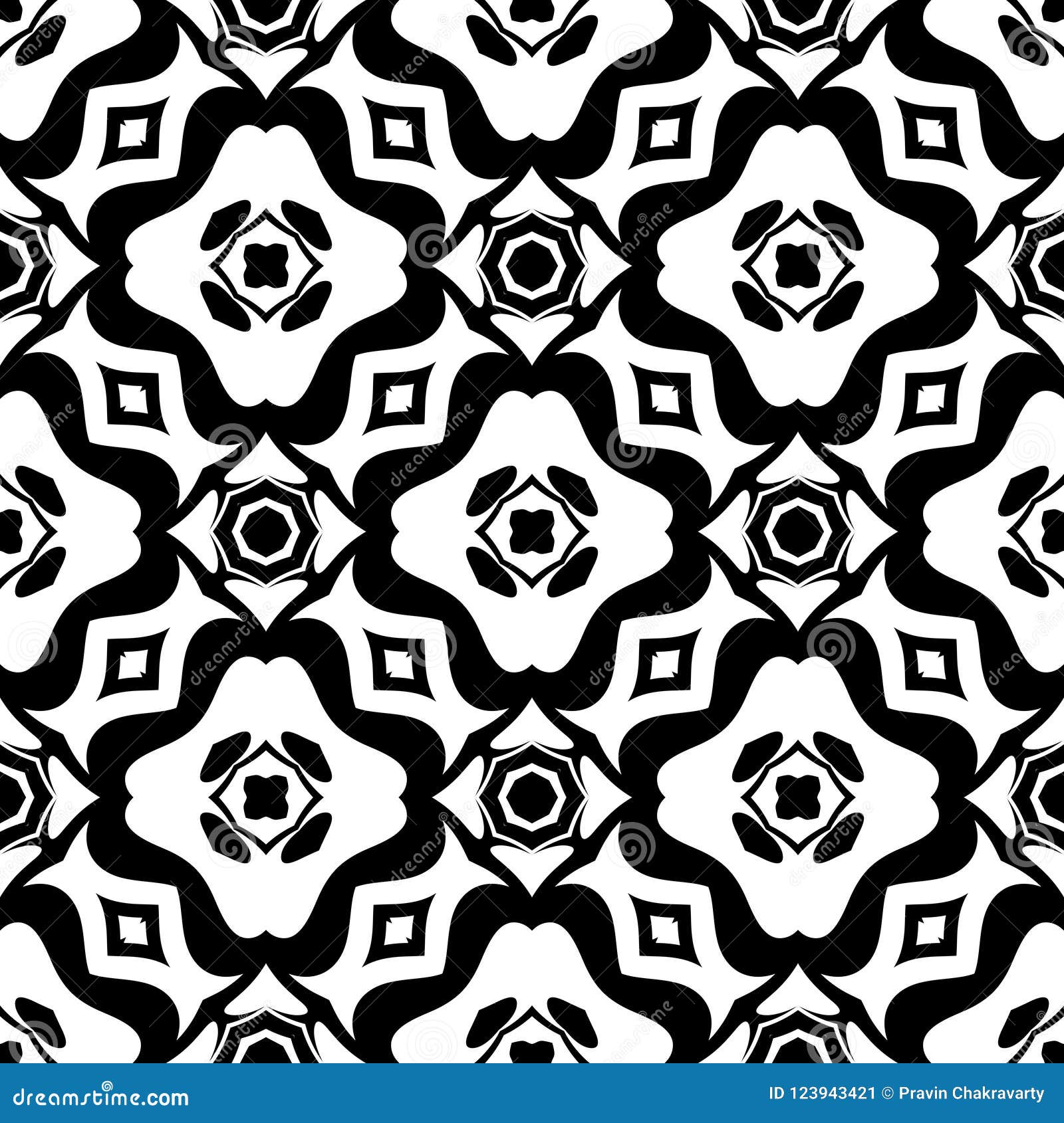 Vector Seamless Curve Pattern Black and White. Abstract Background ...