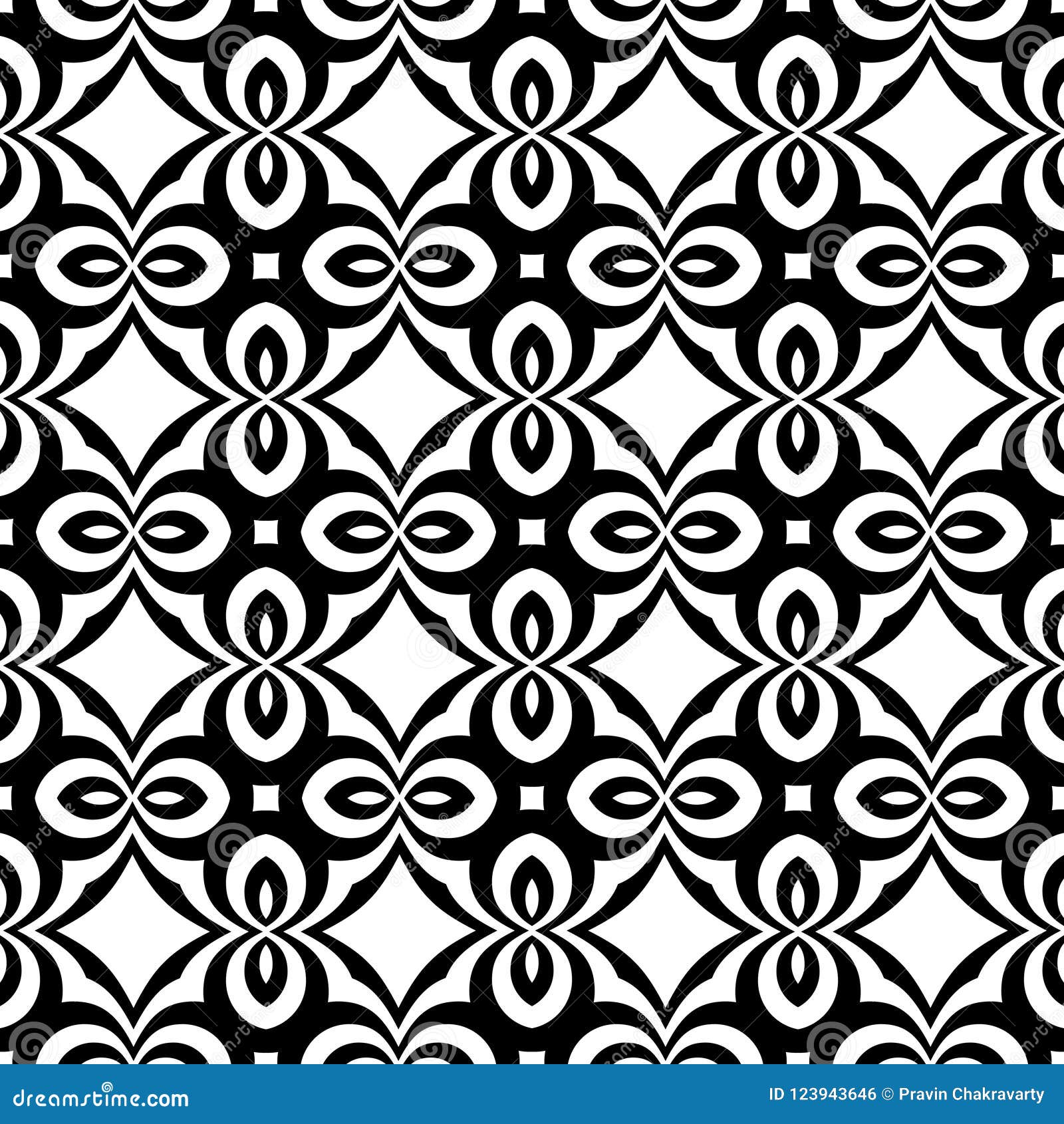 Vector Seamless Curve Pattern Black and White. Abstract Background ...