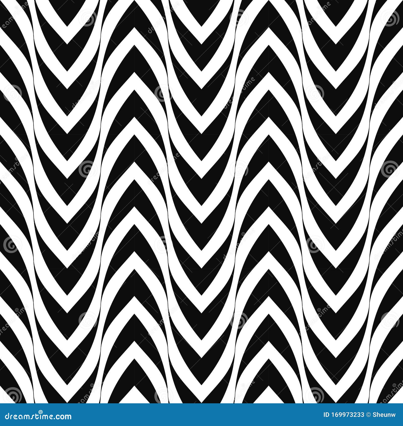 Vector Seamless Curve Pattern. Zigzag Striped Black and White Texture ...