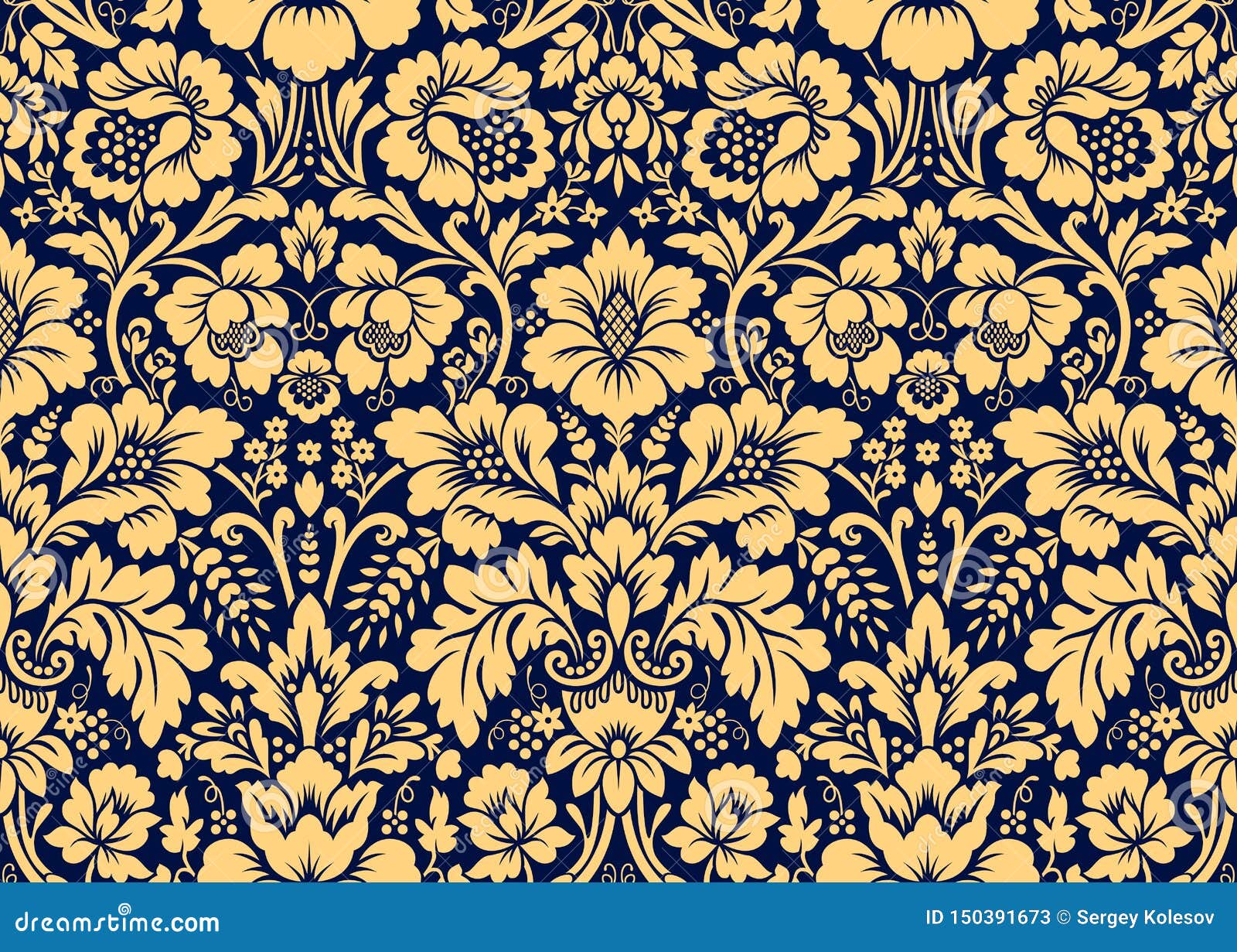 Gold Damascus Pattern Vector Illustration | CartoonDealer.com #75410874