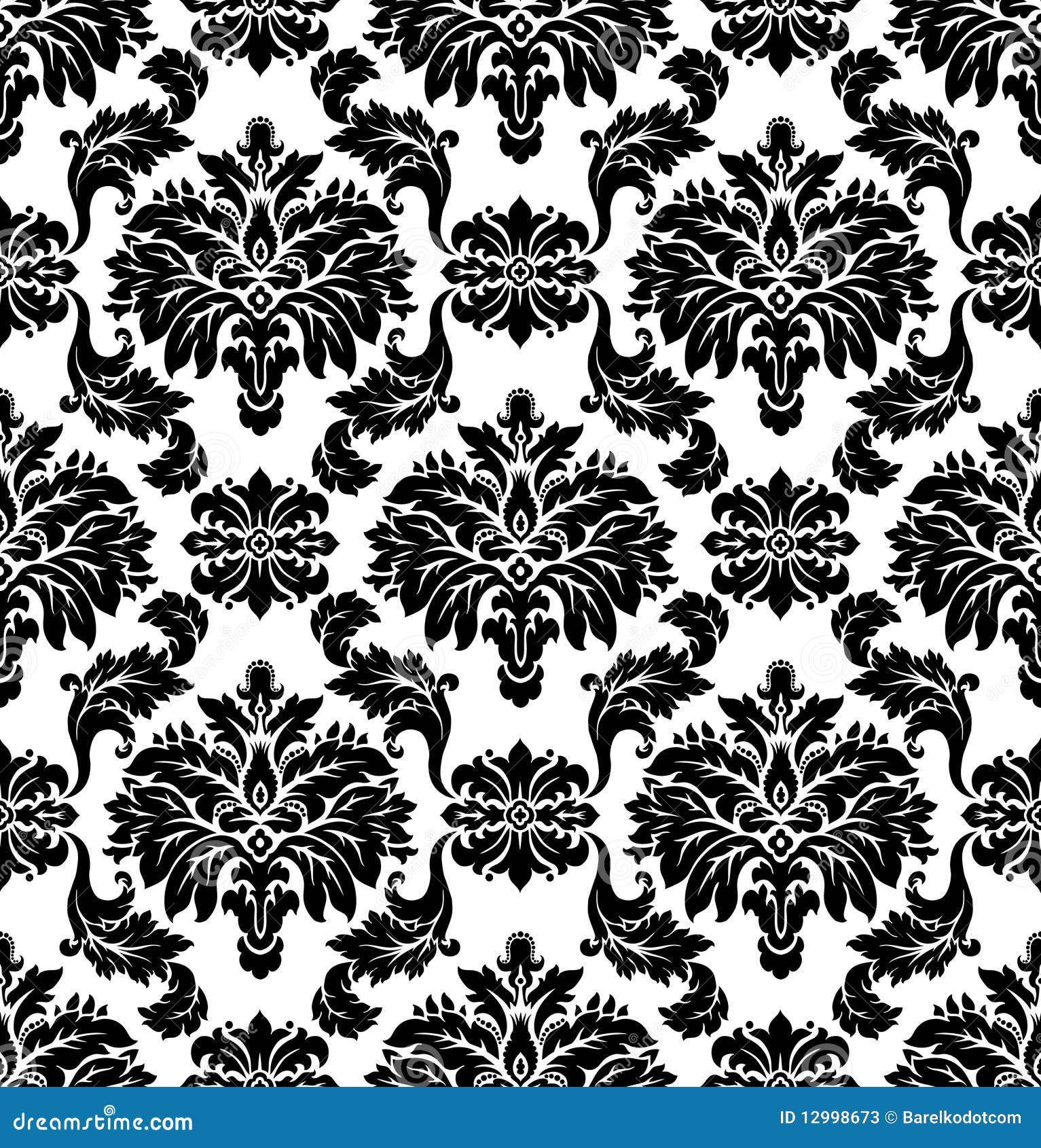 Seamless Damask Wallpaper 3 Black Golden Color Royalty-Free Stock Image ...