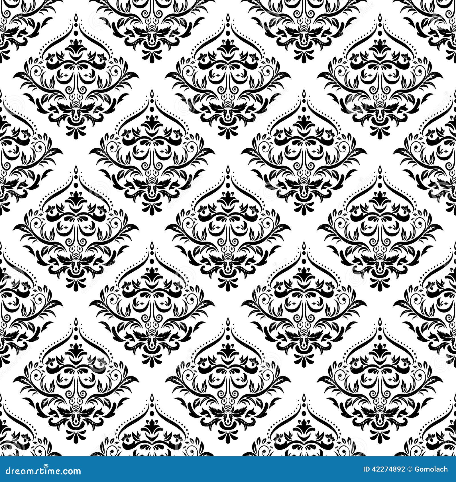 Vector. Seamless Damask Pattern Stock Illustration - Illustration of ...