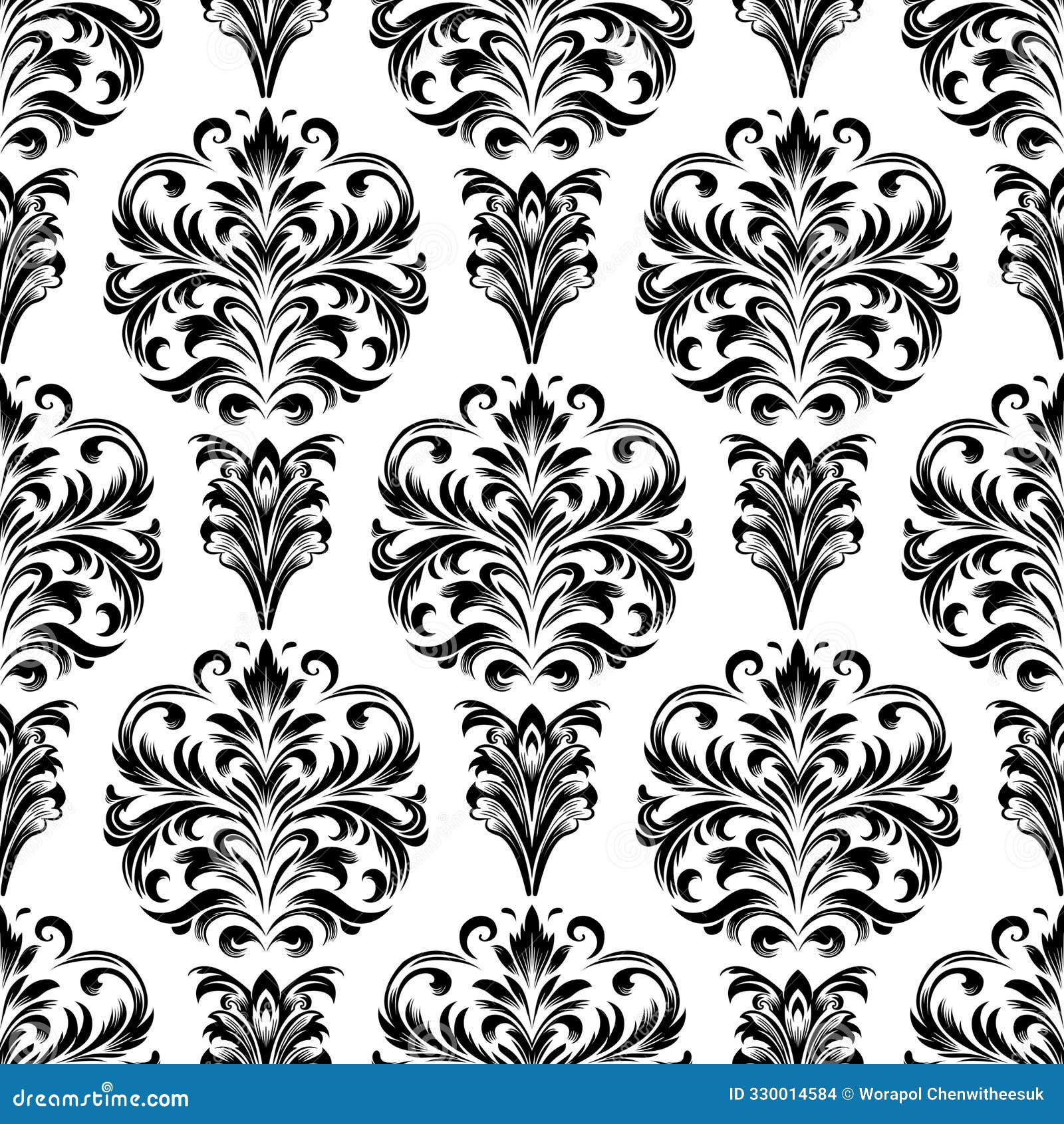Vector Seamless Damask Pattern Graphic Ornate for Wallpaper Stock ...