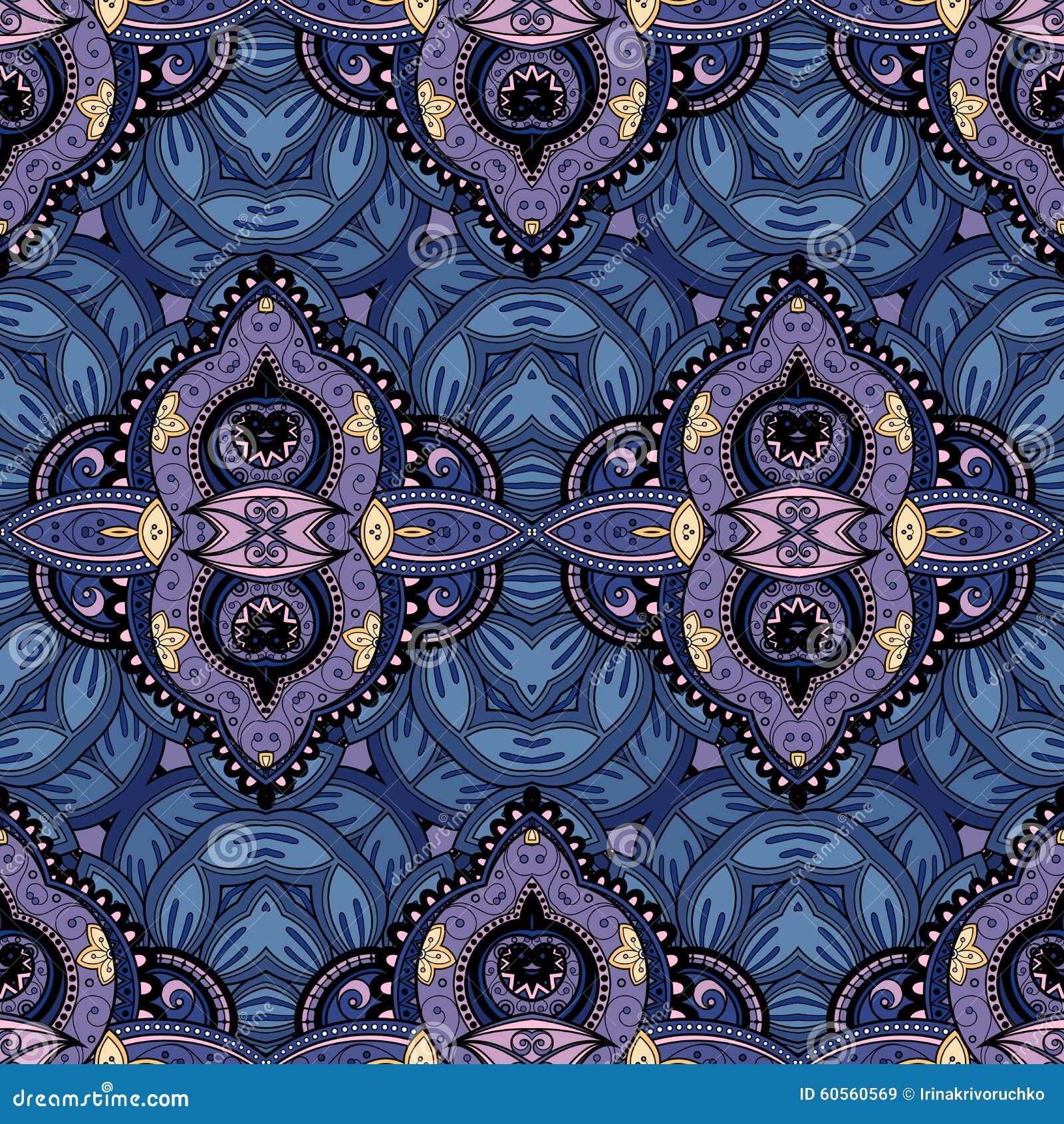 Vector Seamless Damask Pattern Stock Vector - Illustration of contour ...