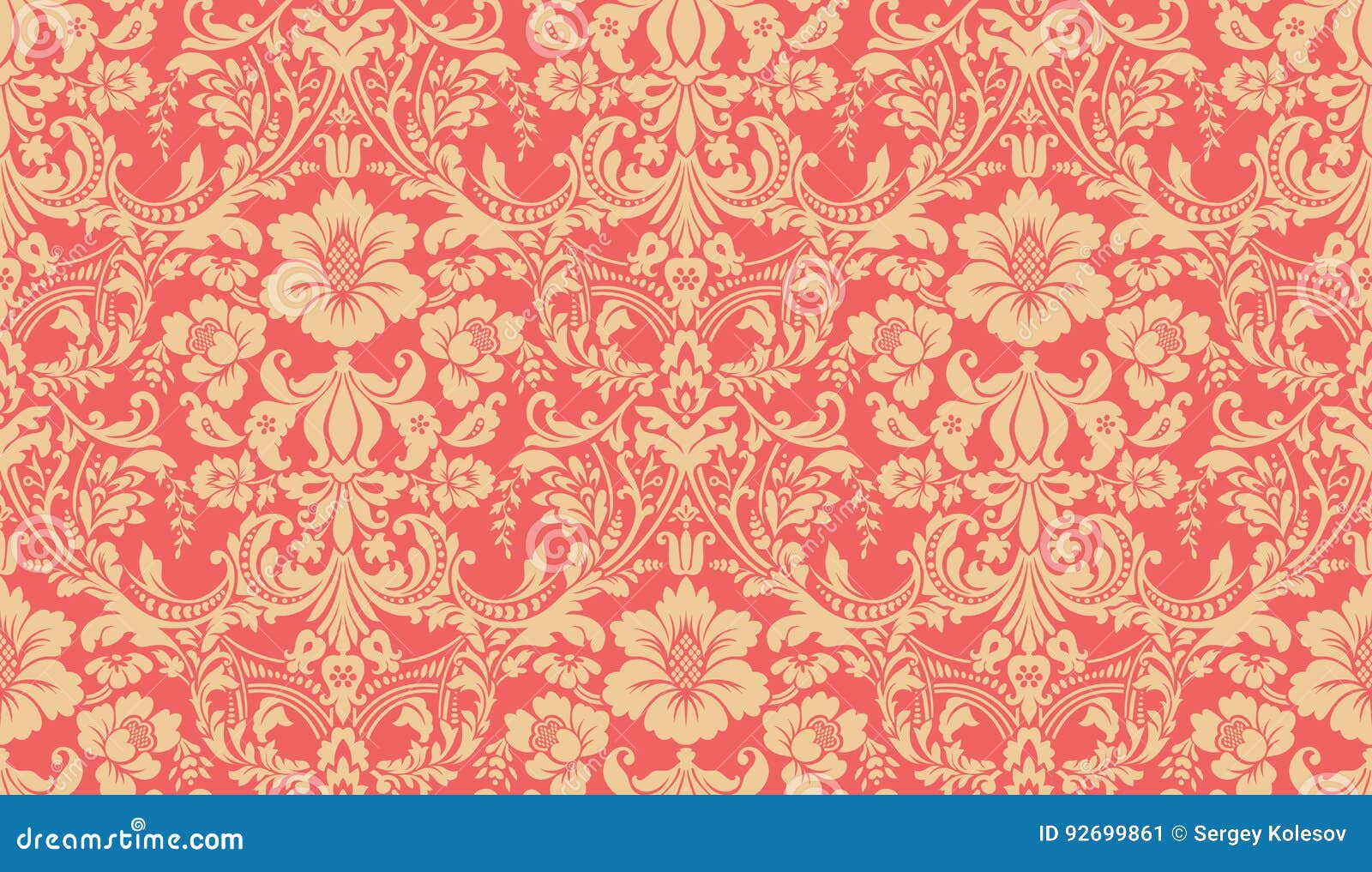Vector Seamless Damask Pattern. Red and Yellow Image Stock Vector ...