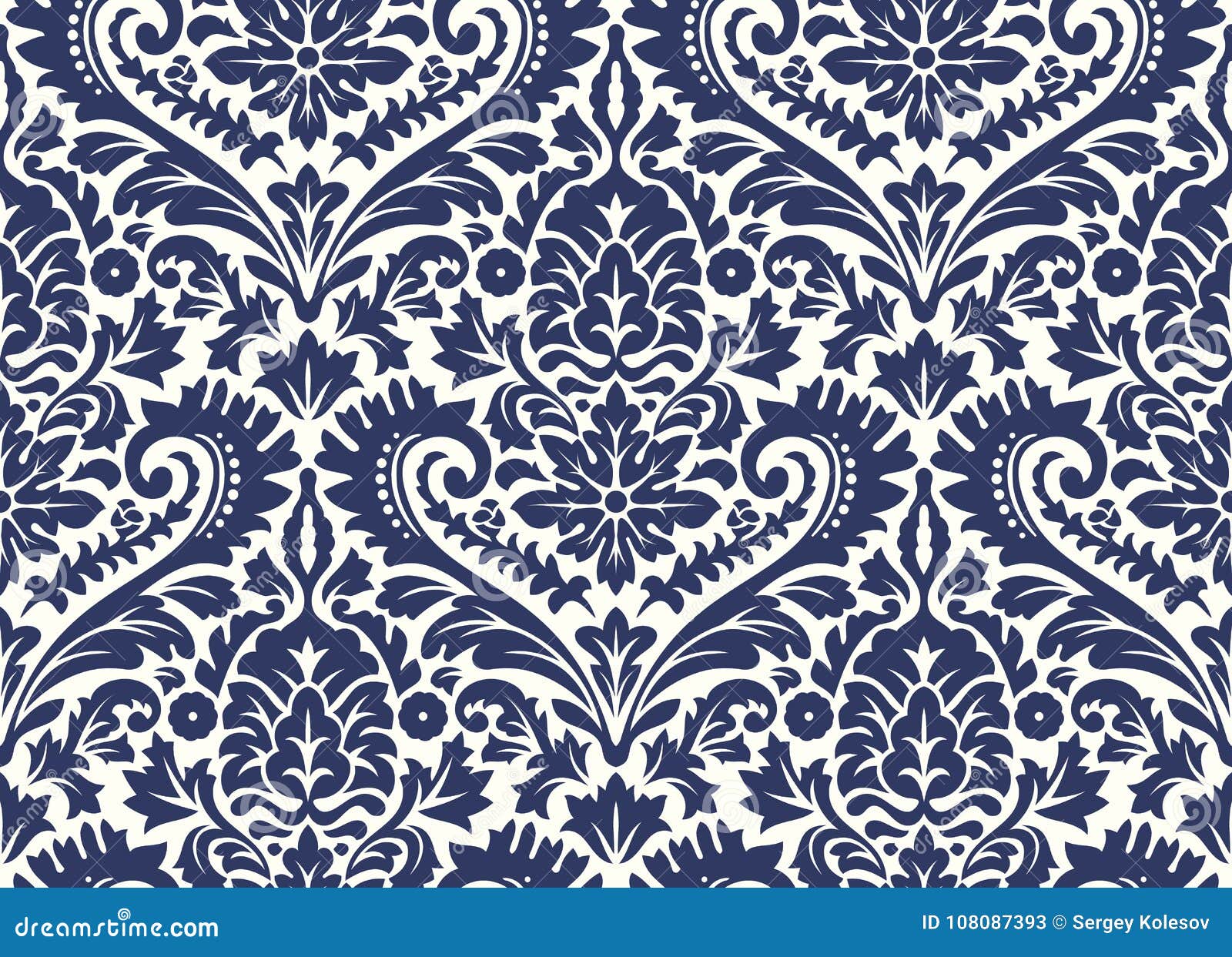 Vector Seamless Damask Pattern Stock Vector - Illustration of drawing ...