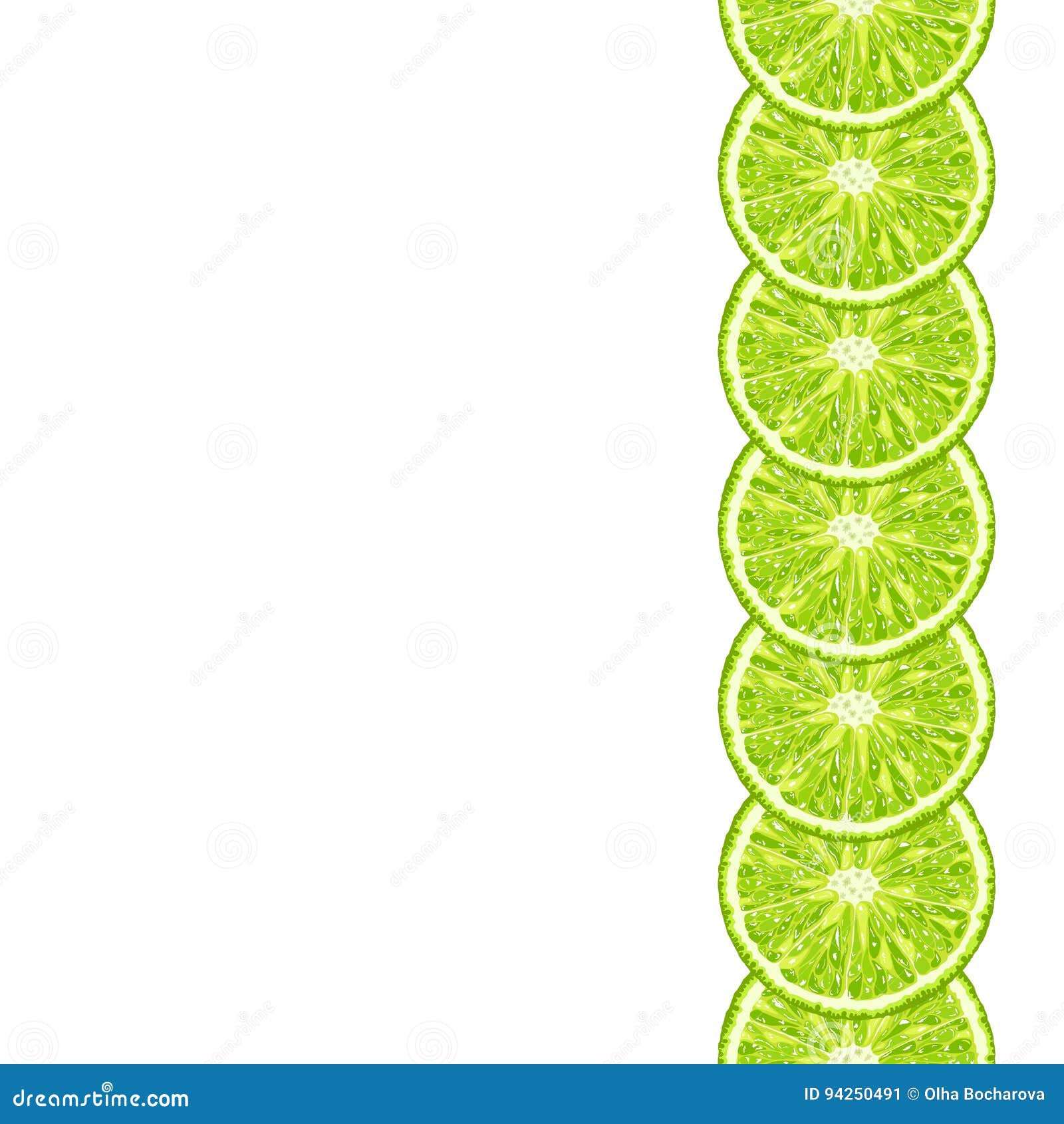 Vector Seamless Decorative Border of Lime Slice. Citrus Stock Vector ...