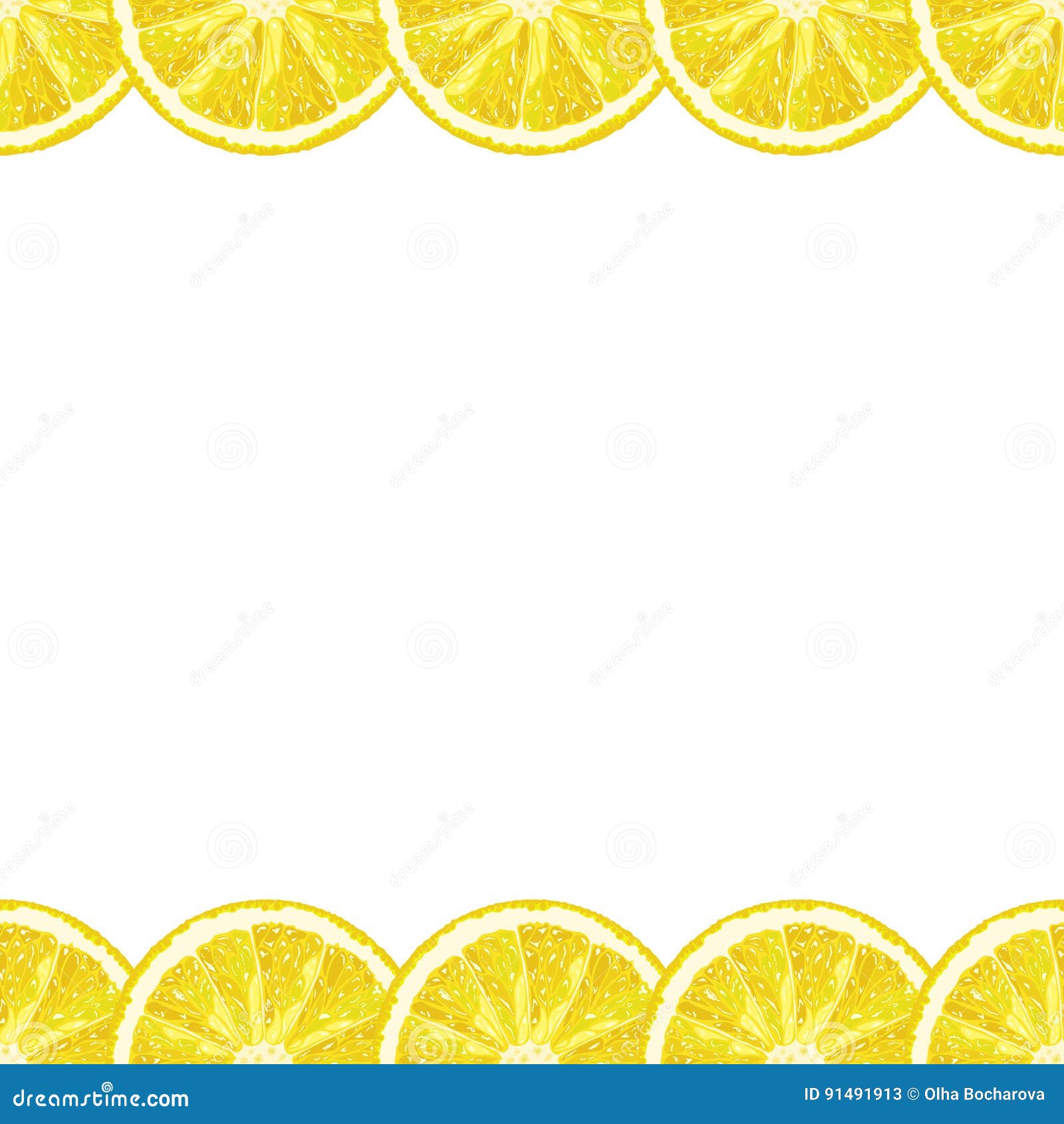 Vector Seamless Decorative Horizontal Border of Lemon Slices Stock ...