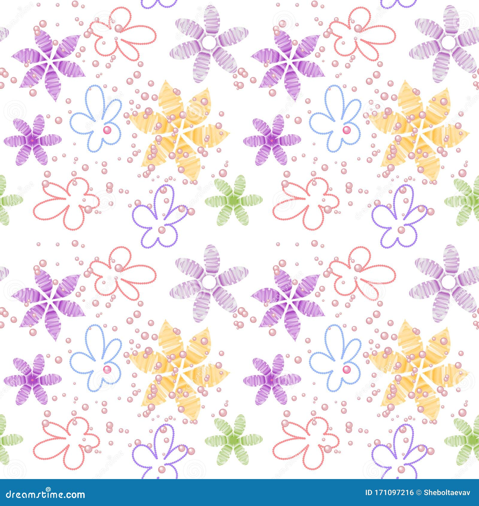 Vector Seamless Decorative Pattern for Fabric, Paper Design. Flower ...