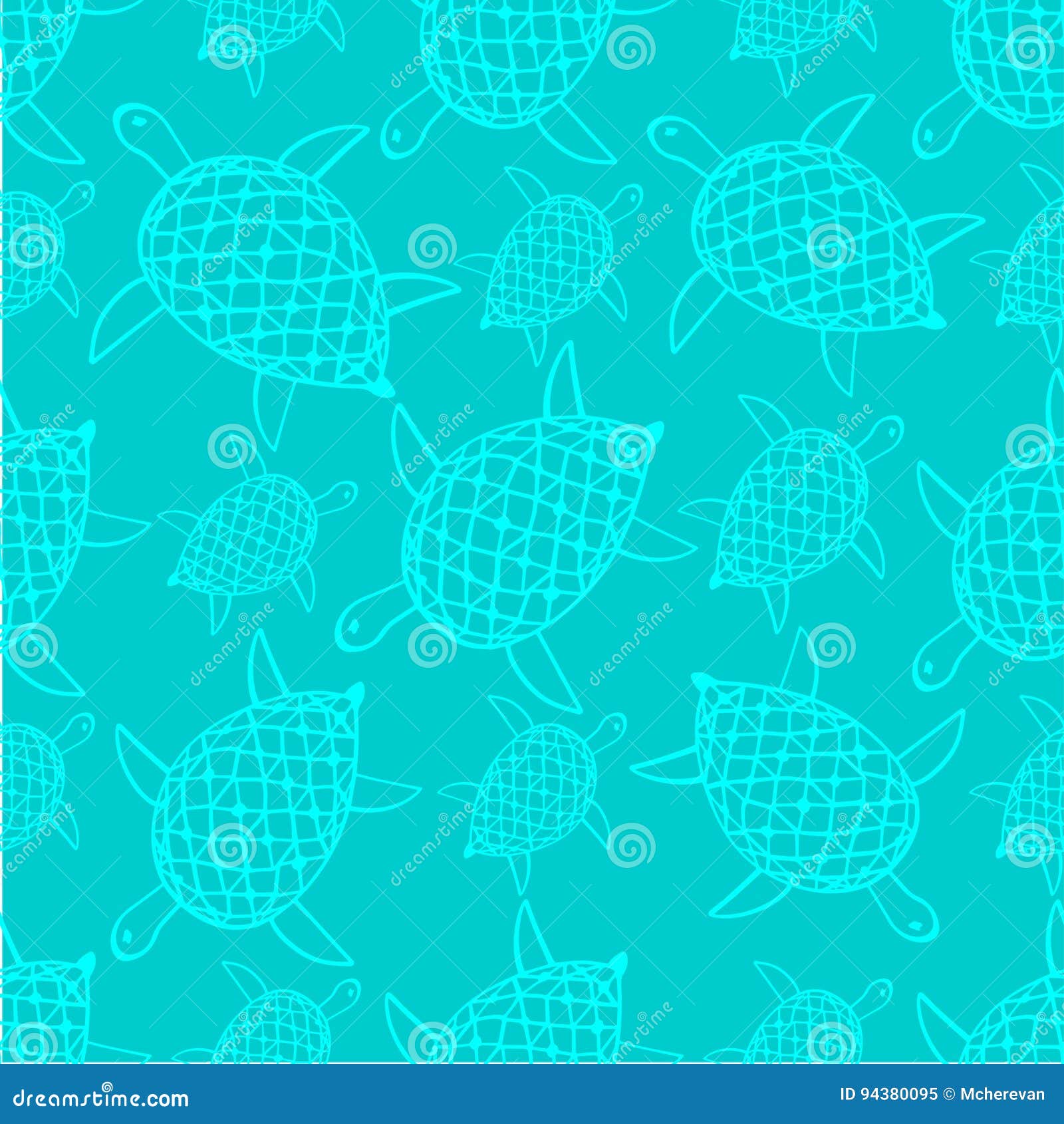 Vector Seamless Decorative Pattern. Hand Drawn Turtle Tribal Background ...