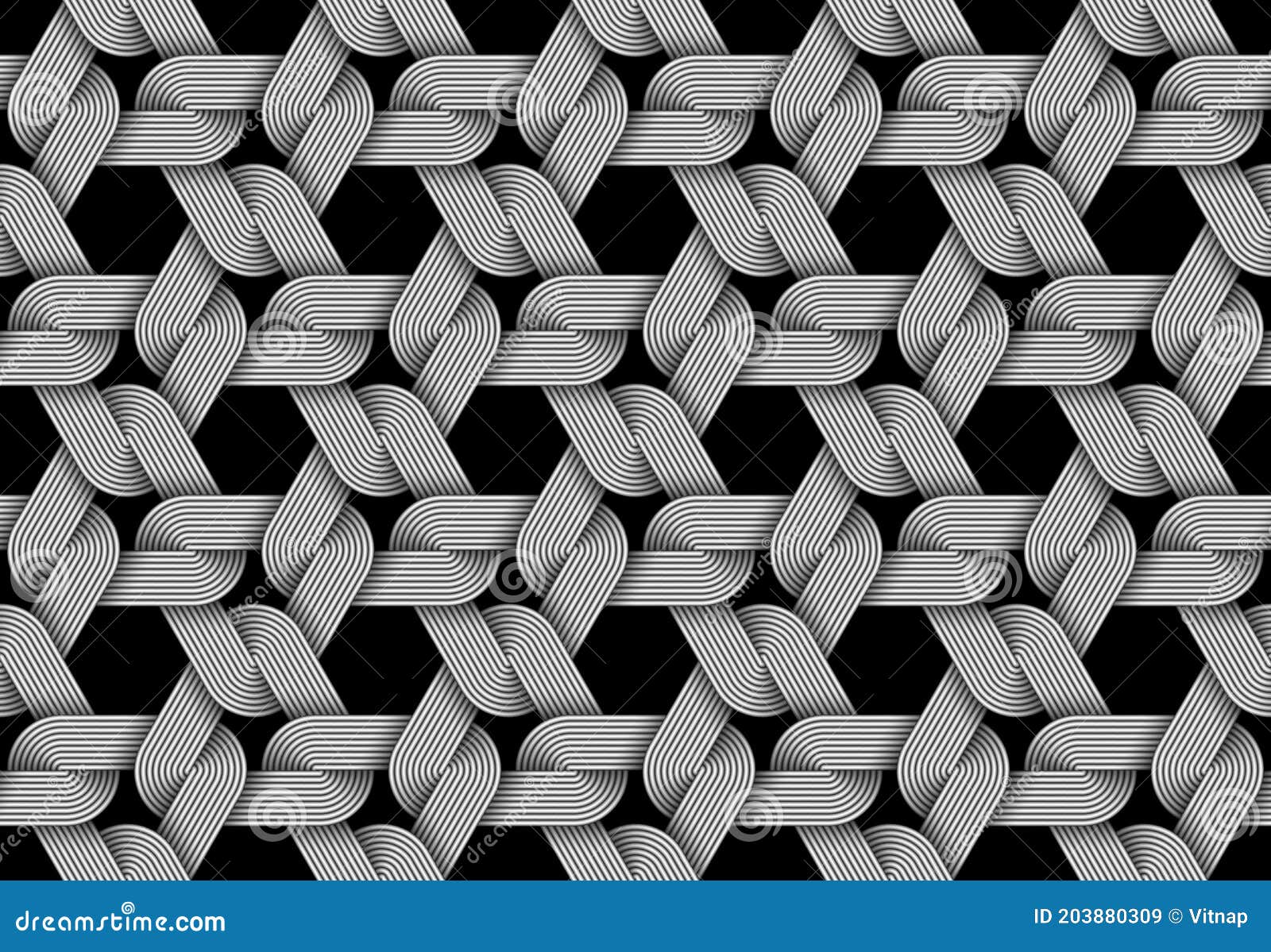 Vector Seamless Decorative Pattern of Woven Triangular Shaped Metallic ...