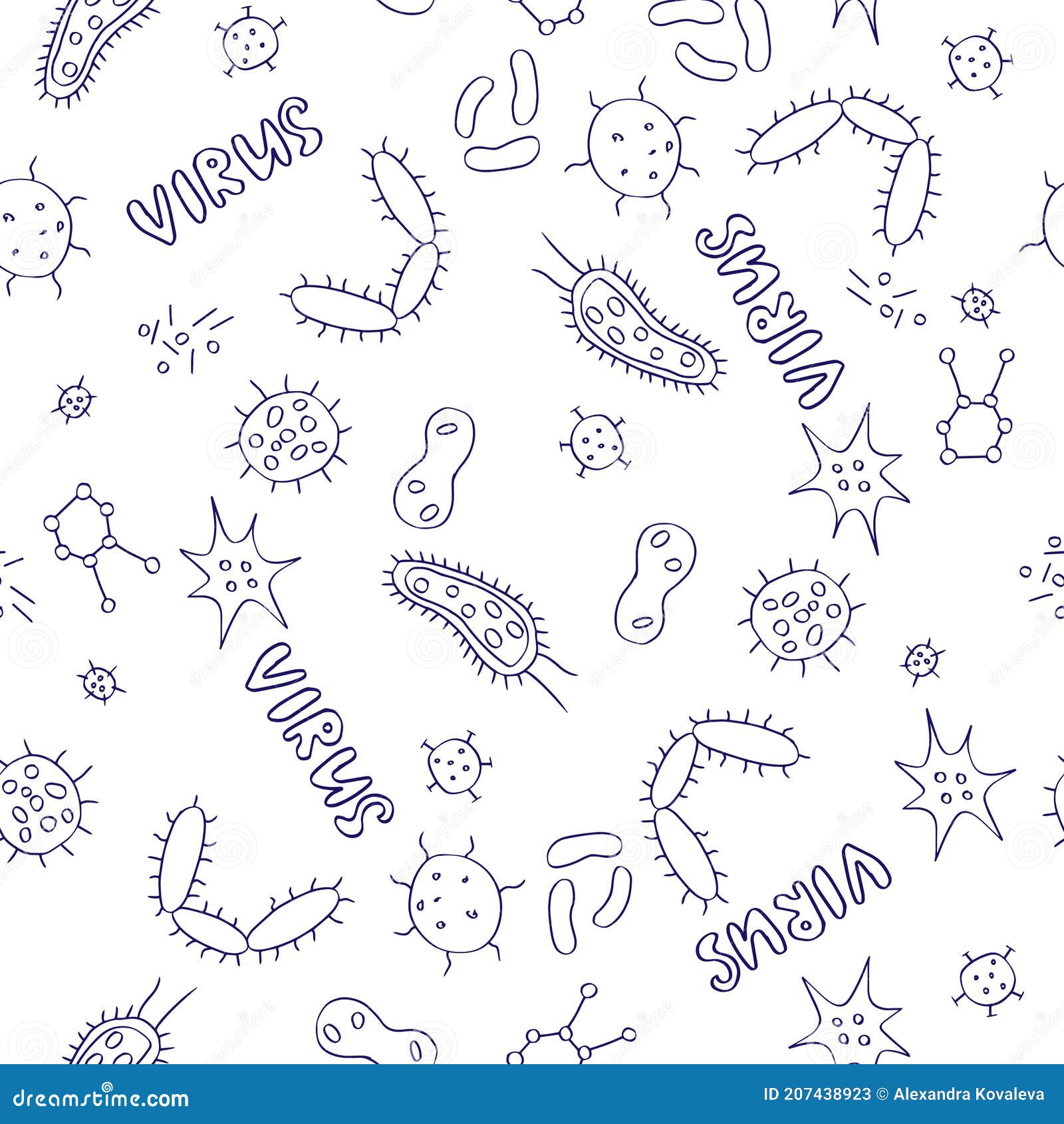 Vector Seamless Doodle Linear Image Illustration on the Topic of ...