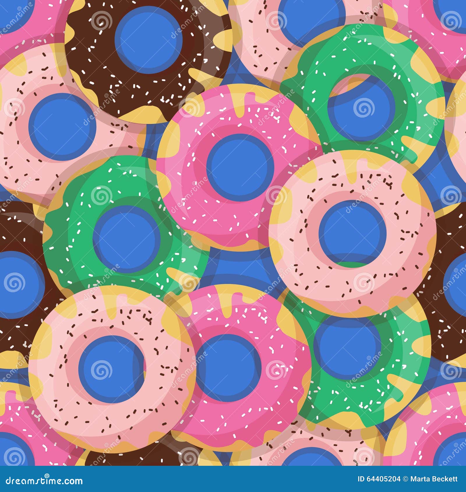 Vector Seamless Doughnut or Donut Pattern. Design for Cards, Menu ...