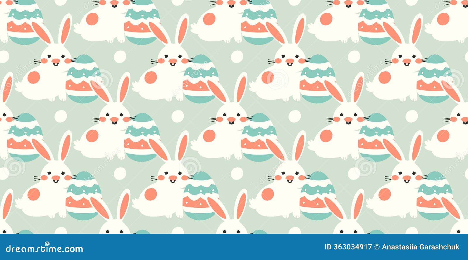 Vector Seamless Easter Pattern. Bunnies and Eggs Stock Illustration - Illustration of bunny ...