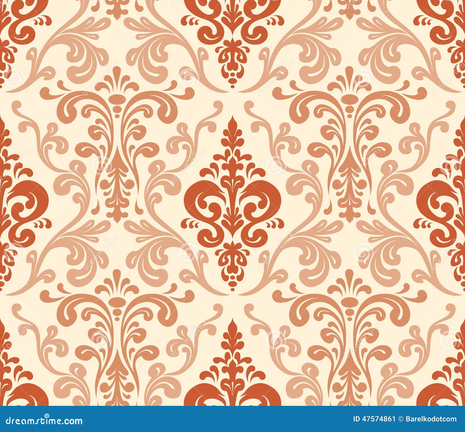 Vector. Seamless Elegant Damask Pattern Stock Illustration ...
