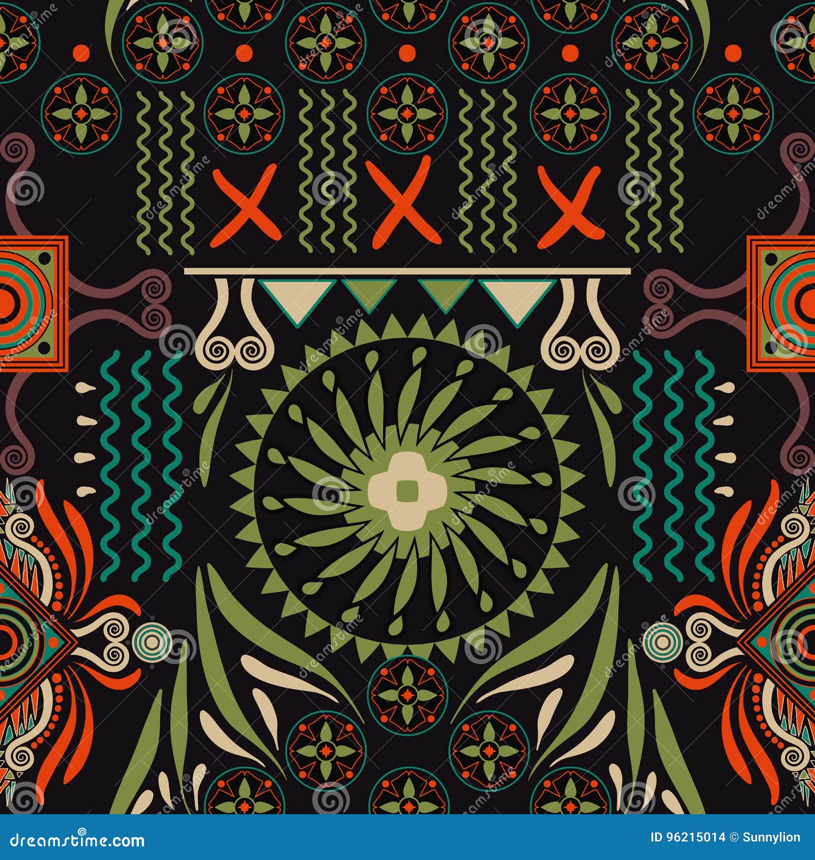 Vector Seamless Ethnic Pattern. Colorful Backdrop with Abstract ...