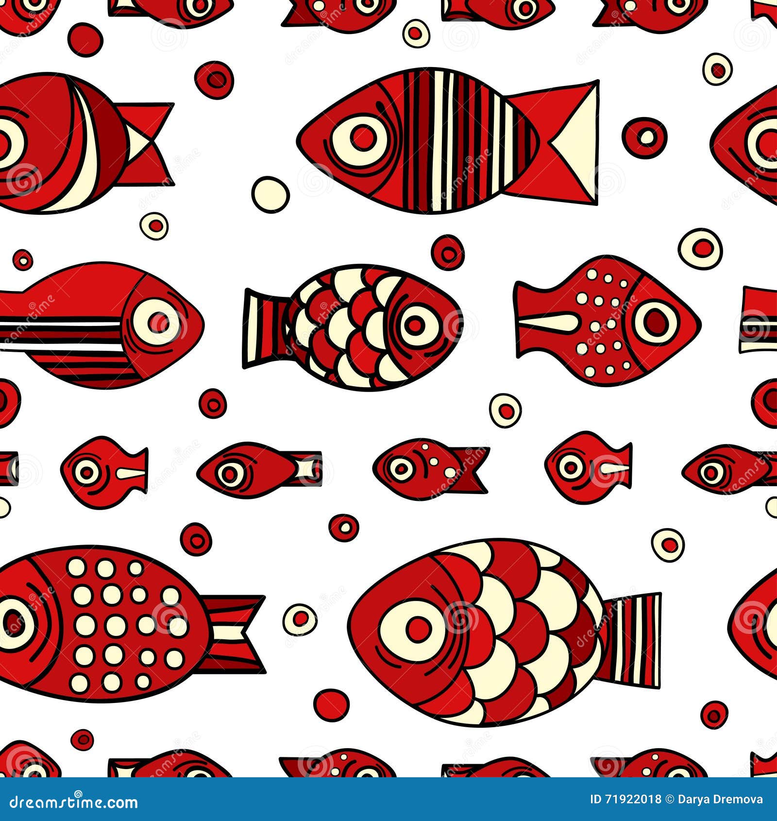 Vector Seamless Fish Pattern Stock Vector - Illustration of marine ...