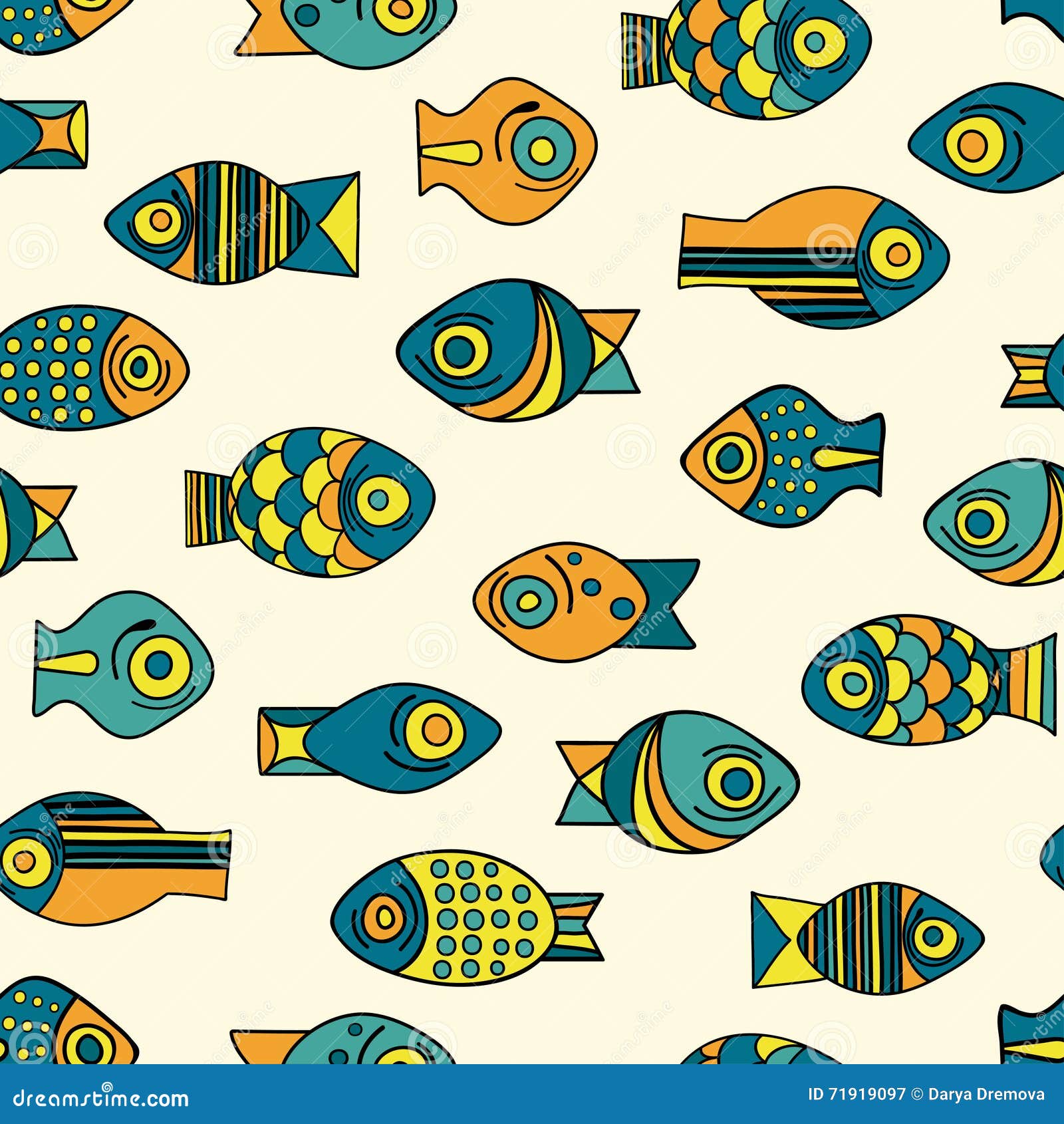 Vector Seamless Fish Pattern Stock Illustration - Illustration of ...