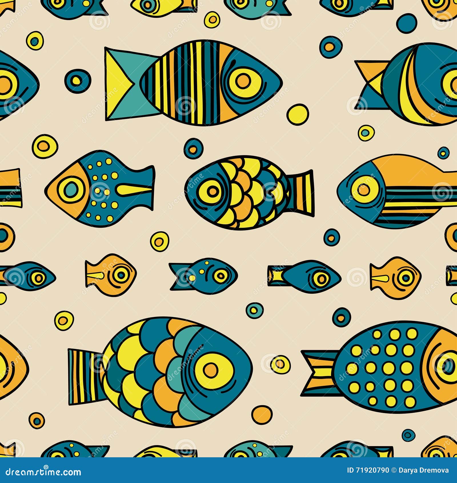 Vector Seamless Fish Pattern Stock Vector - Illustration of animal ...