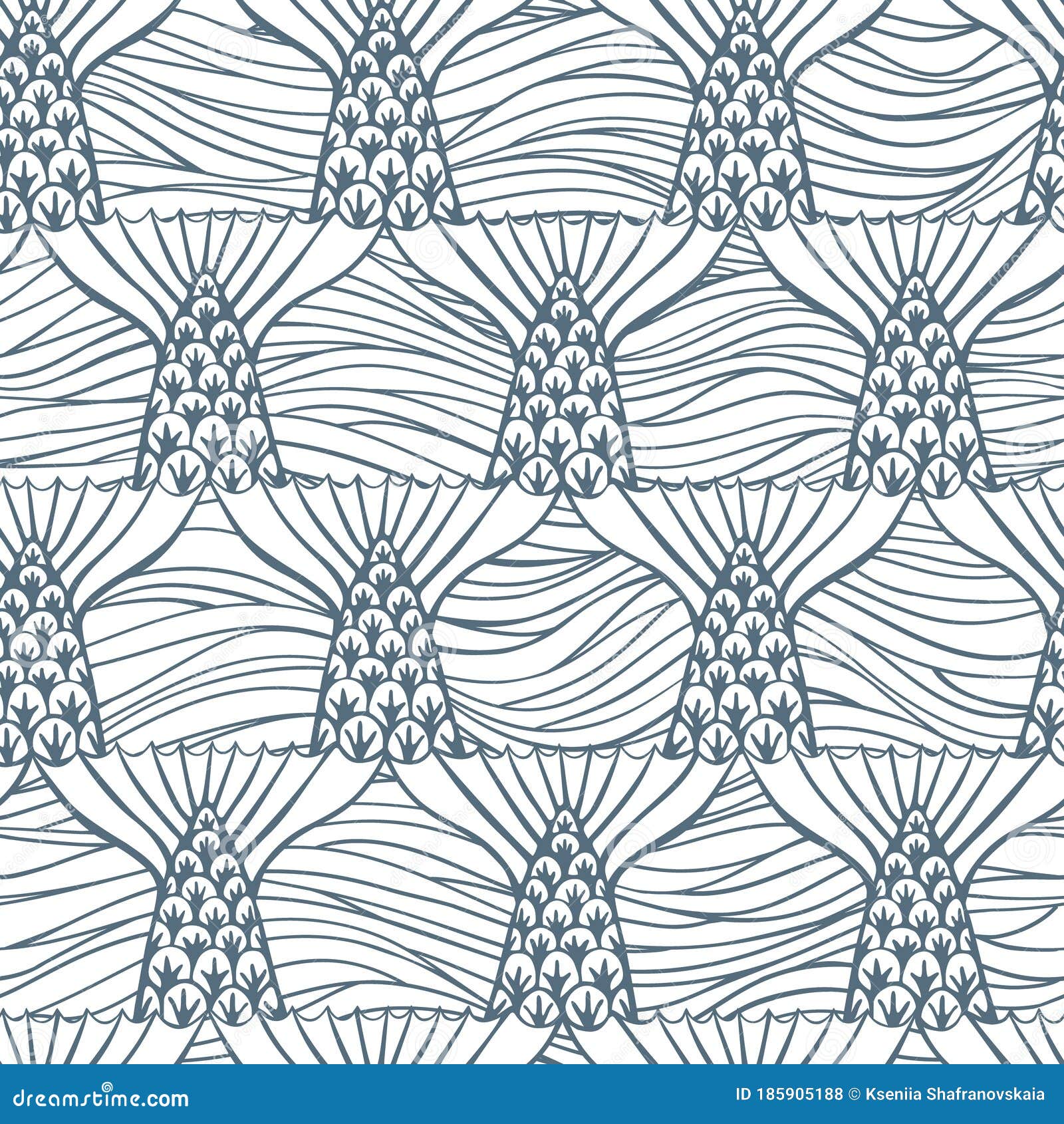 Vector Seamless Fishtail Stylization Pattern Stock Vector ...