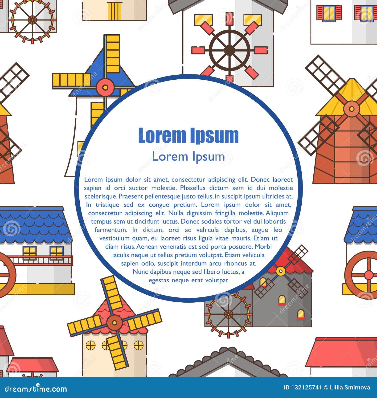 Cartoon Windmills, Antique Buildings Isolated Set Vector Illustration ...