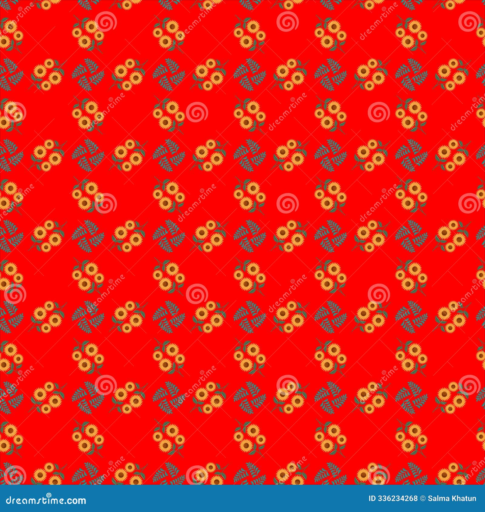 Vector Seamless Floral Pattern for Design Red Background Modern Floral ...
