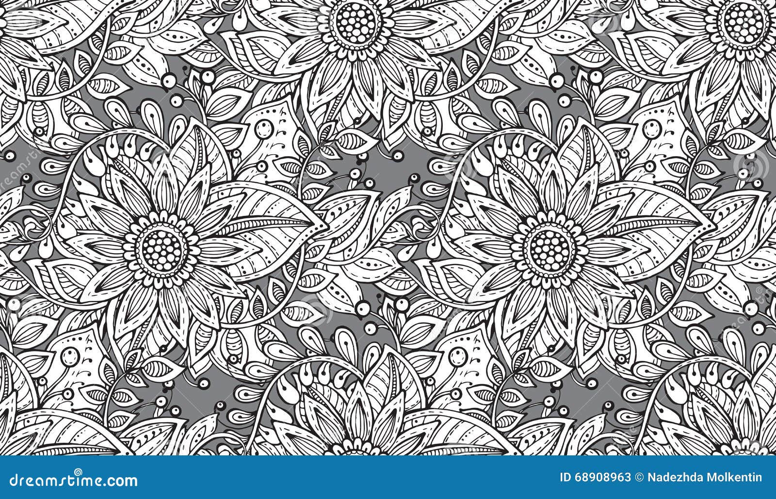 Vector Seamless Floral Pattern with Fancy Flowers Stock Vector ...