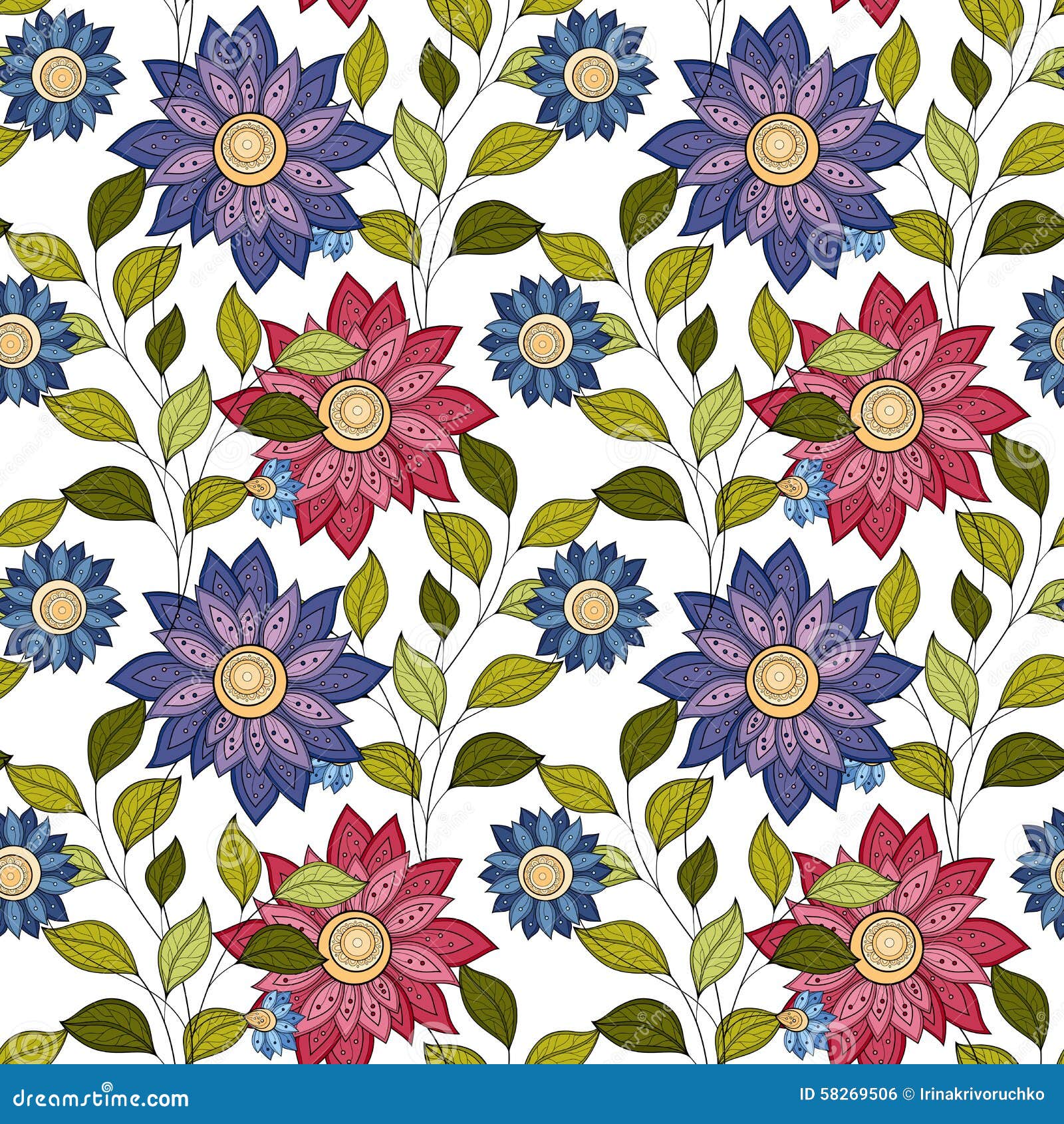 Vector Seamless Floral Pattern Stock Vector - Illustration of flower ...