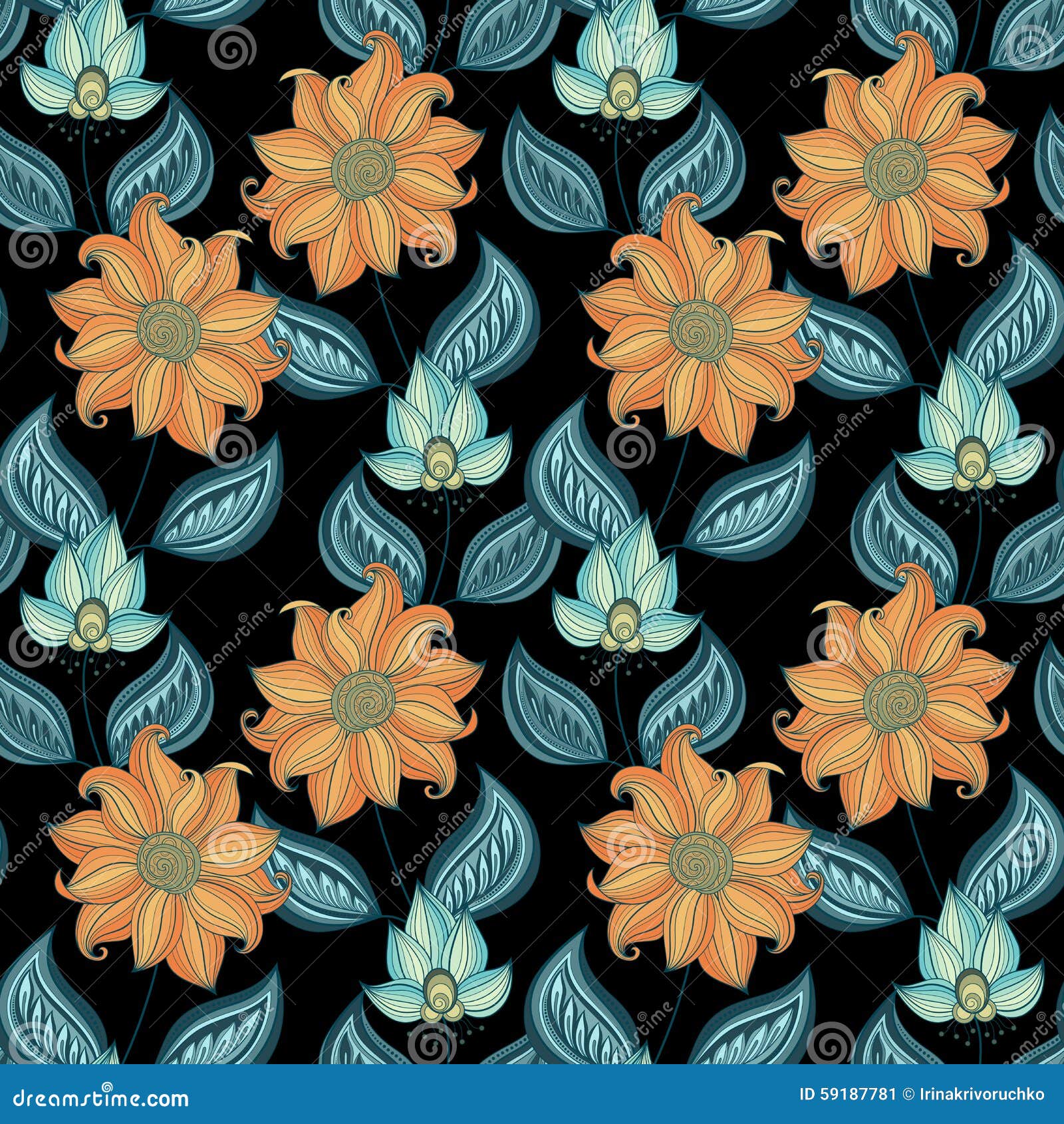 Vector Seamless Floral Pattern Stock Vector - Illustration of bouquet ...