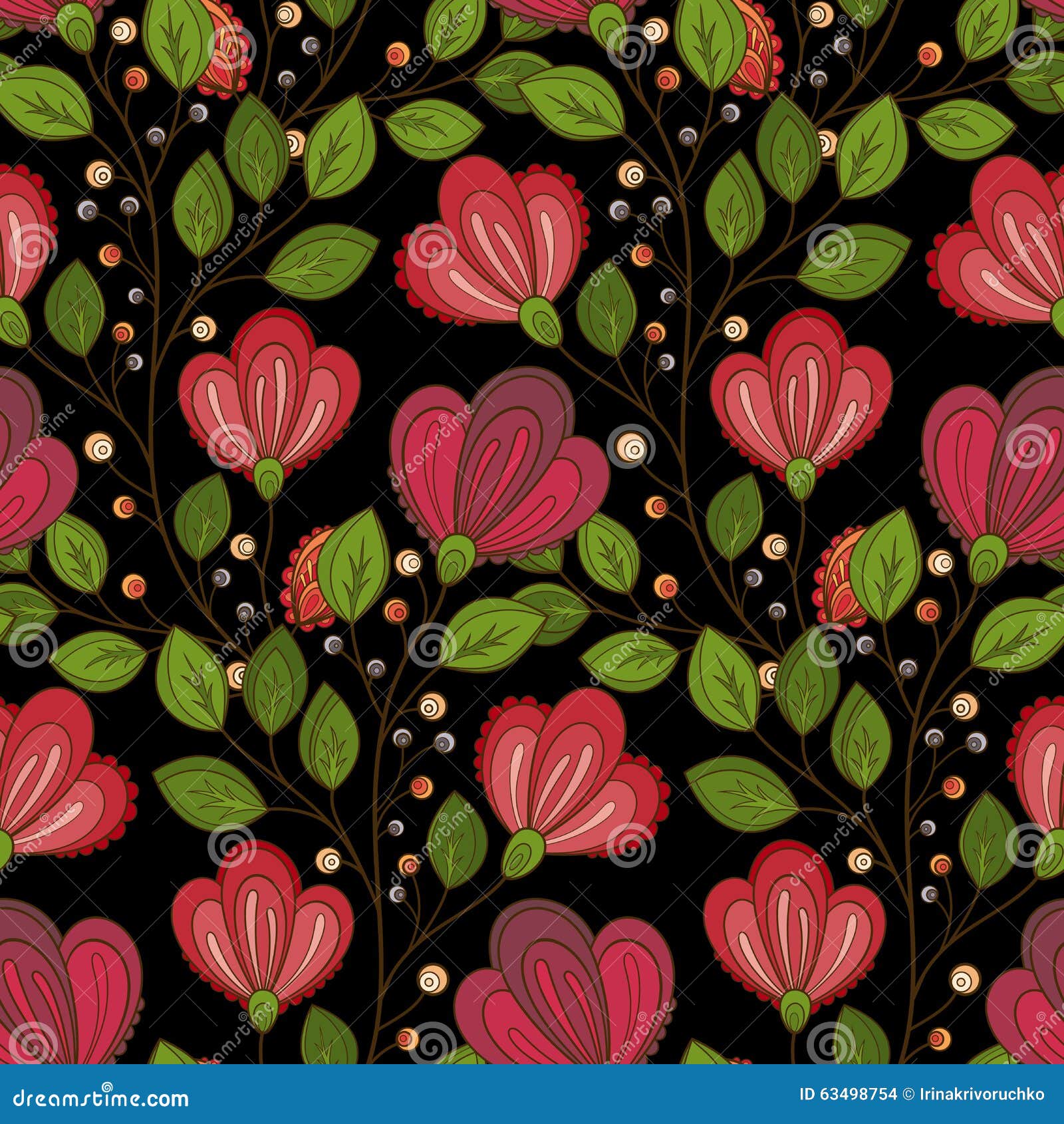 Vector Seamless Floral Pattern Stock Vector - Illustration of fabric ...