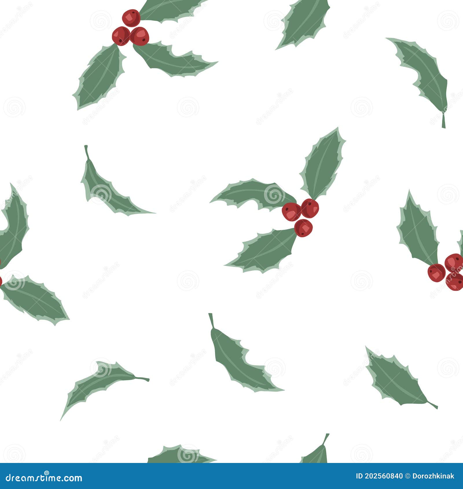 Vector Seamless Floral Pattern with Holly Stock Vector - Illustration ...