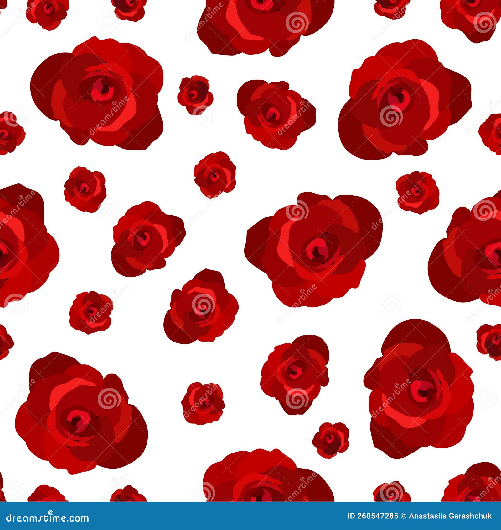Vector Seamless Floral Pattern with Red Roses on White Background ...
