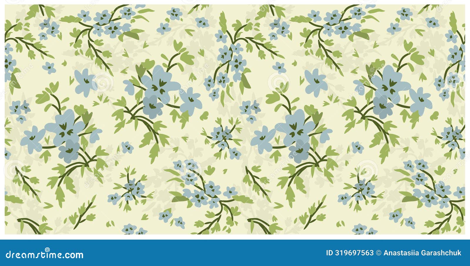 Vector Seamless Floral Pattern with Soft Blue Small Flowers on Light ...