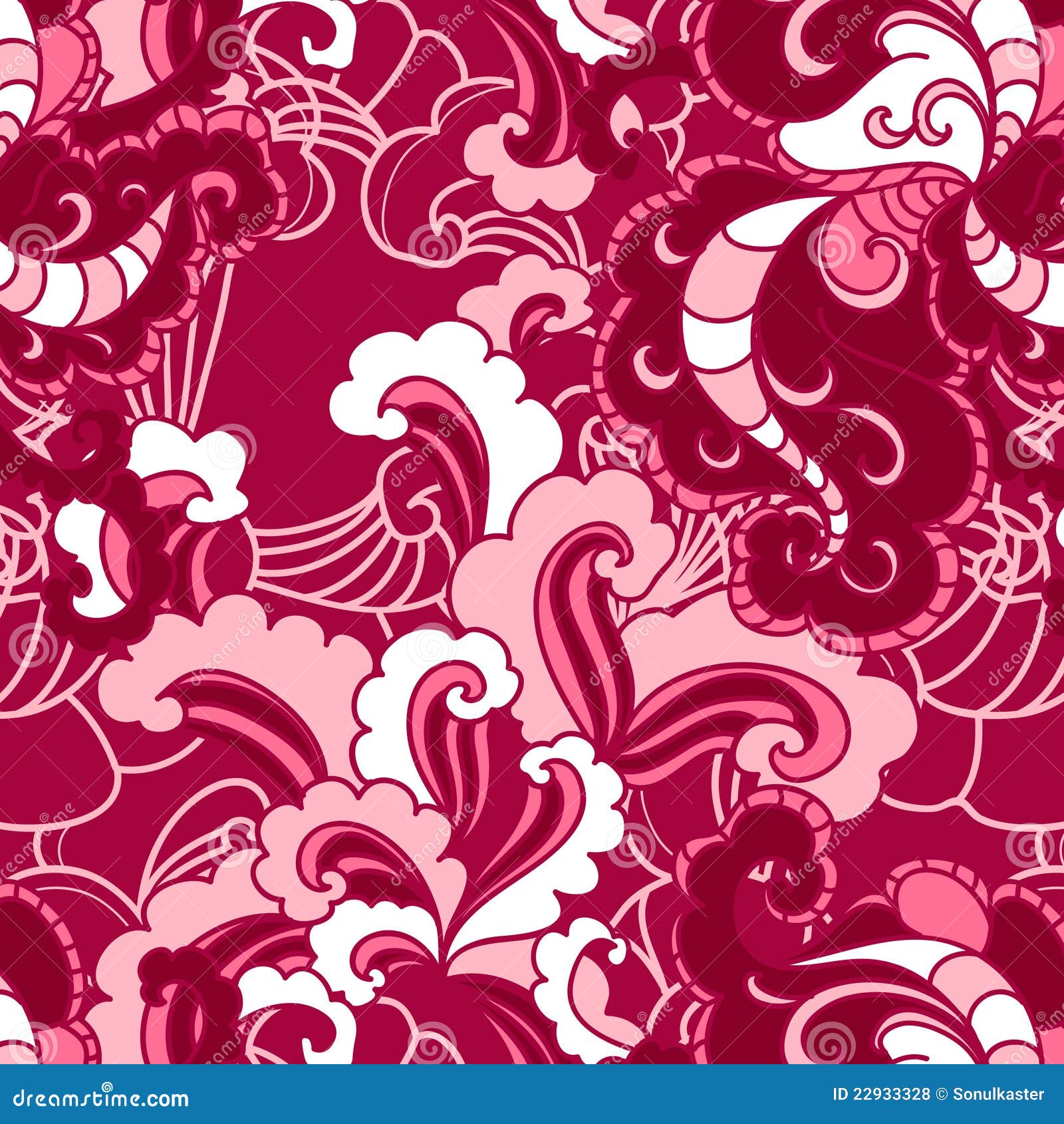 Vector Seamless Floral Pattern with Swirls Stock Vector - Illustration ...