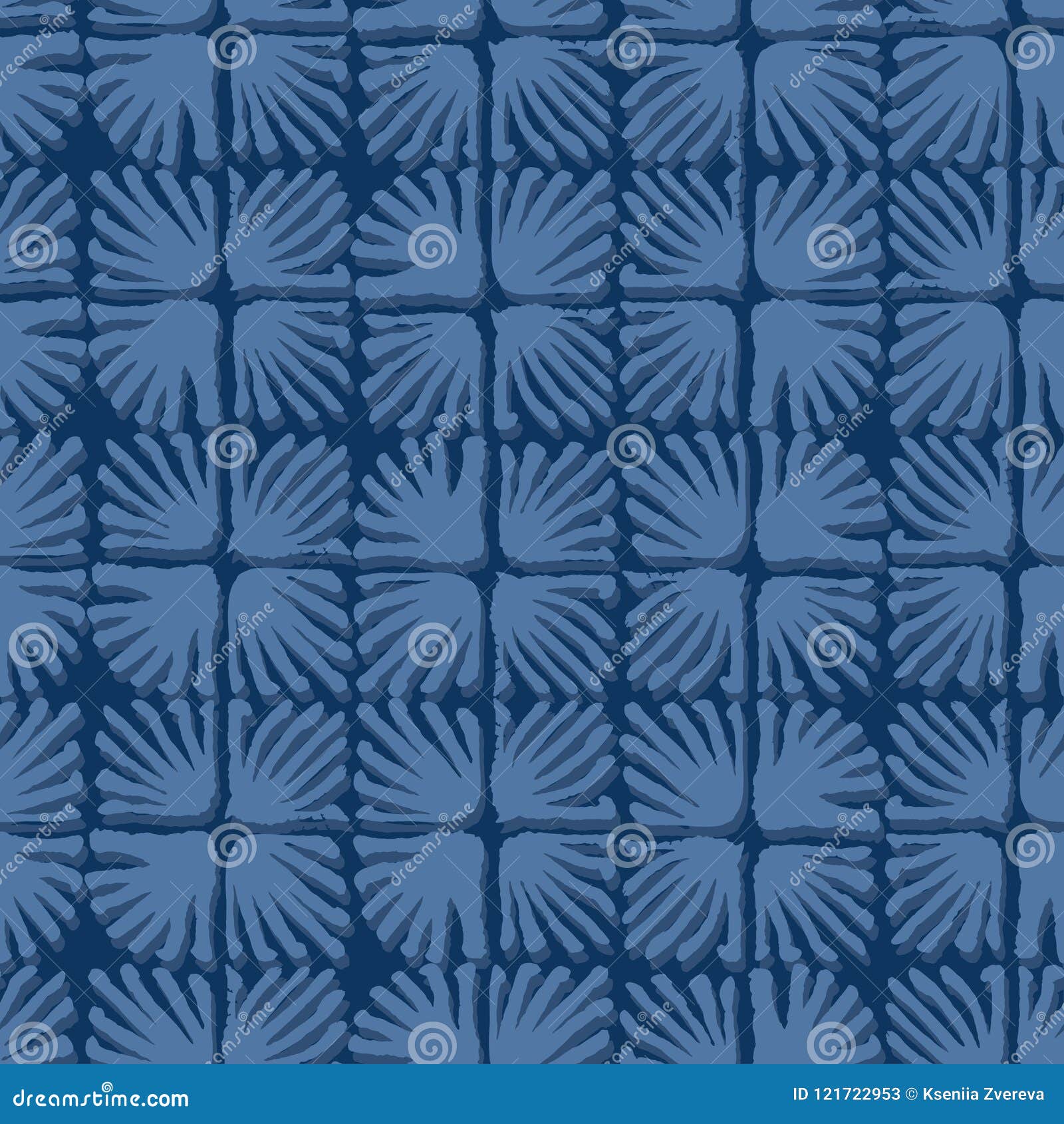 Vector Seamless Floral Square Tile Blue Pattern Stock Vector ...