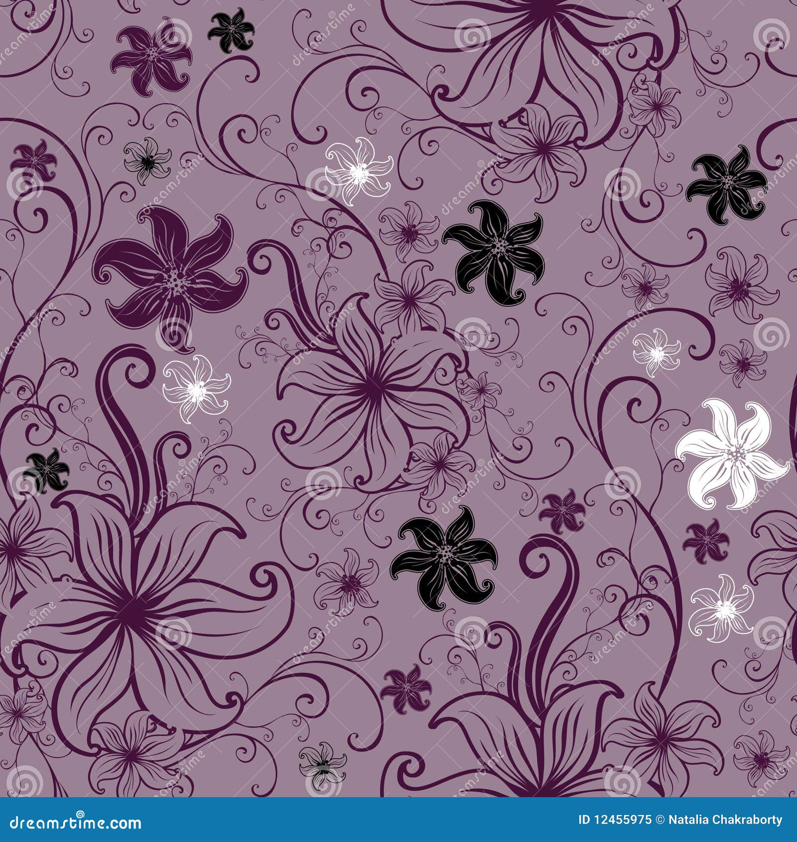 Vector Seamless Floral Twirled Pattern Stock Vector - Illustration of ...