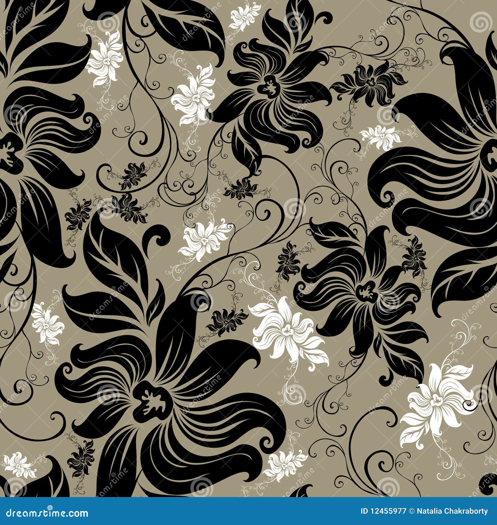 Vector Seamless Floral Twirled Pattern Stock Vector - Illustration of ...